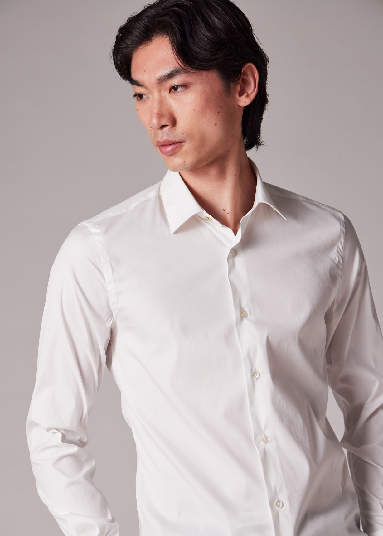 Super Slim-Fit White Shirt With 'Artist Stripe' Cuff Lining