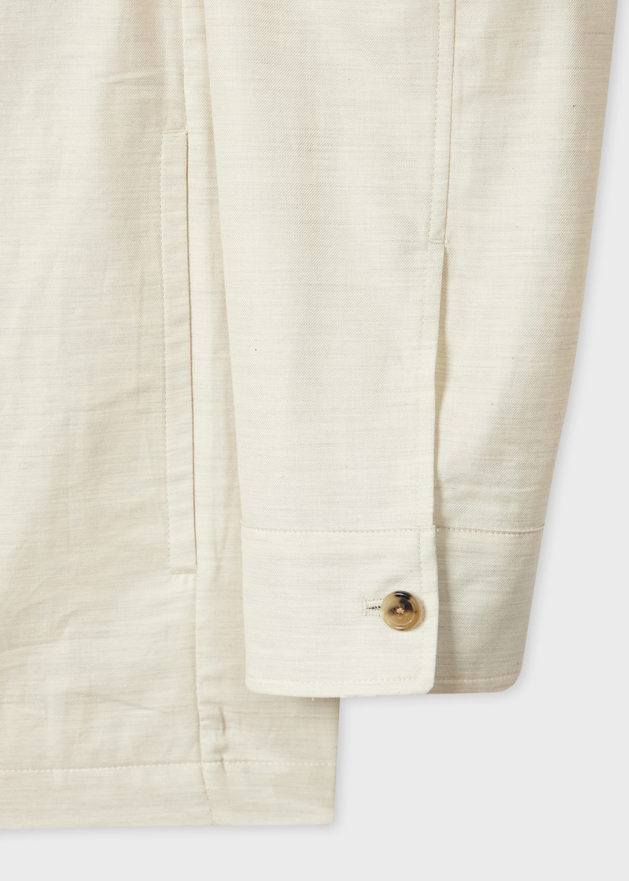 Men's Cream Brushed Cotton-Twill Overshirt