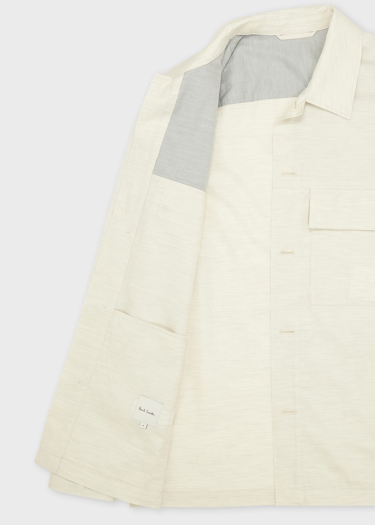 Men's Cream Brushed Cotton-Twill Overshirt