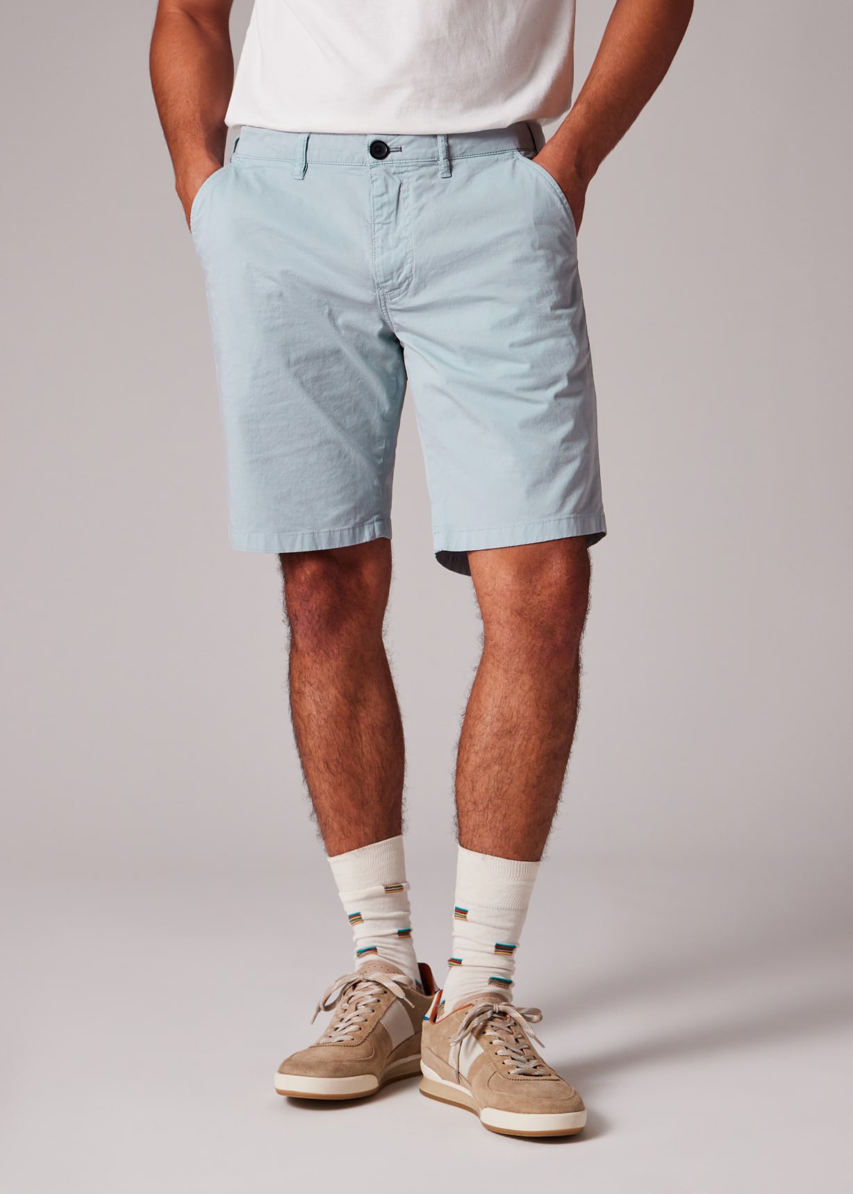 Men's Light Blue Organic Cotton-Twill Shorts