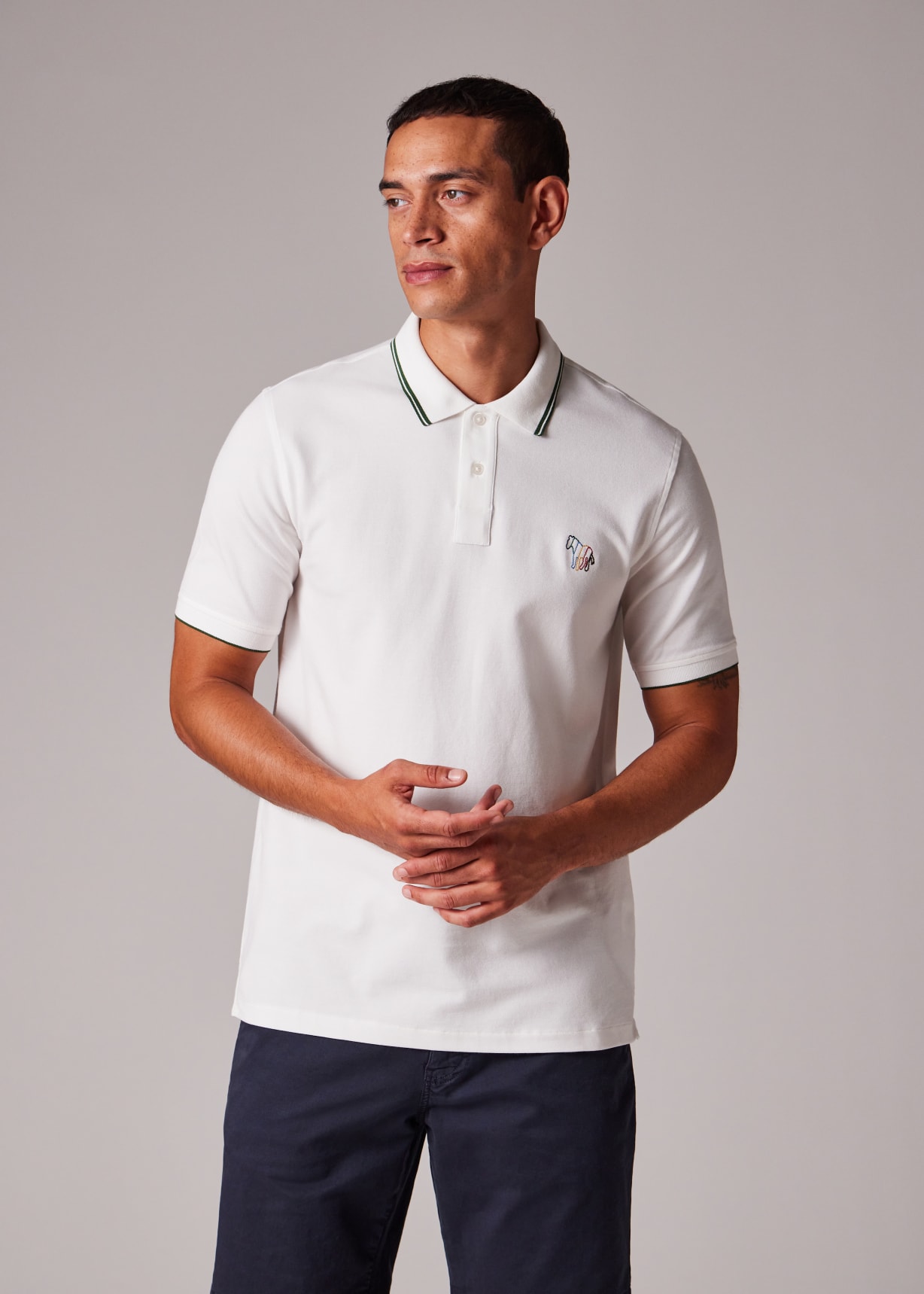 Men's White 'Broad Stripe Zebra' Polo Shirt