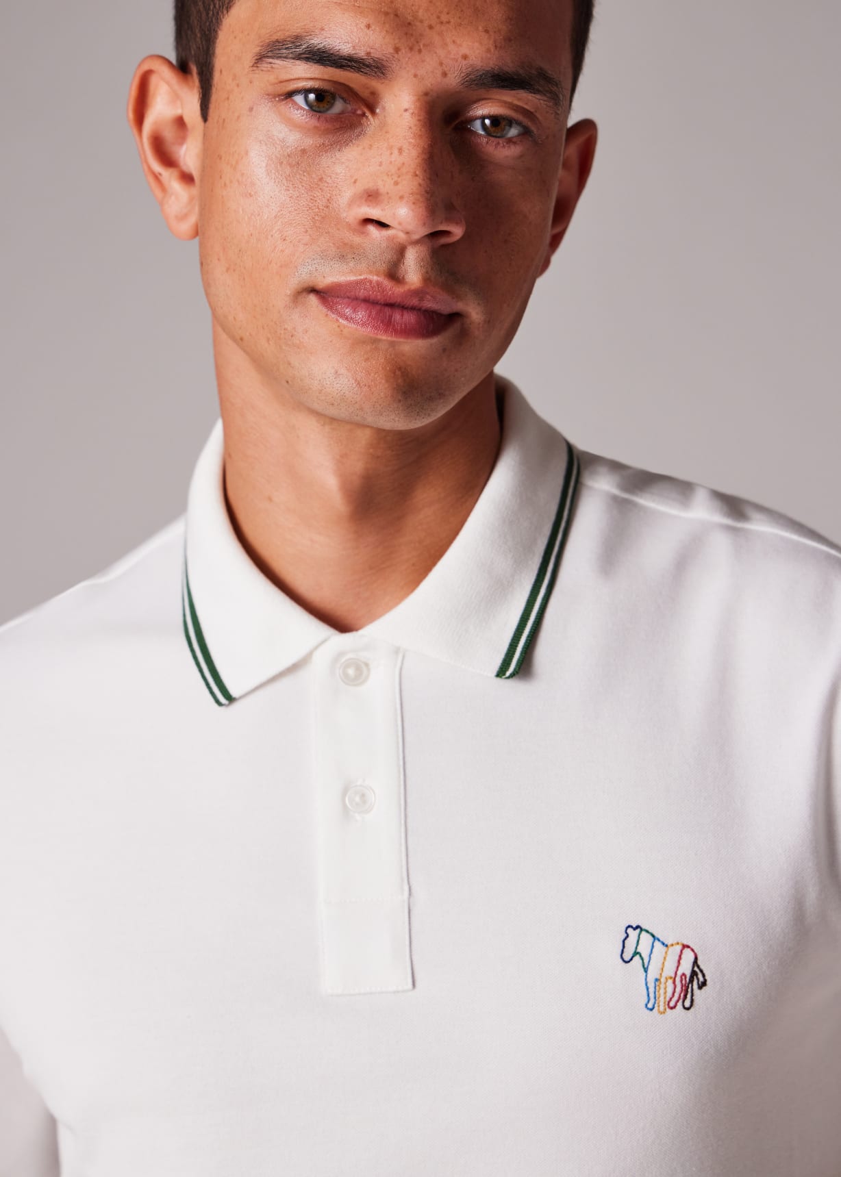 Men's White 'Broad Stripe Zebra' Polo Shirt