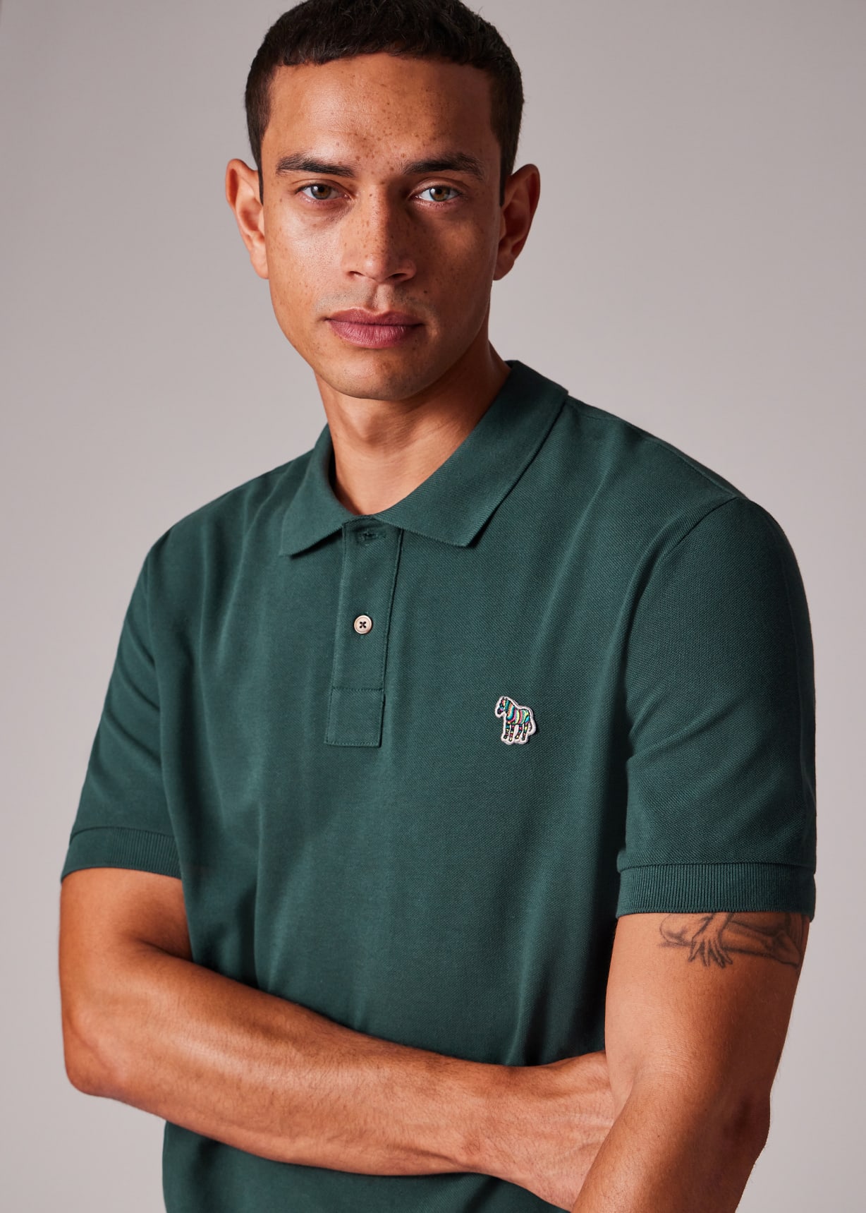 Men's Dark Green Organic Cotton Zebra Polo Shirt