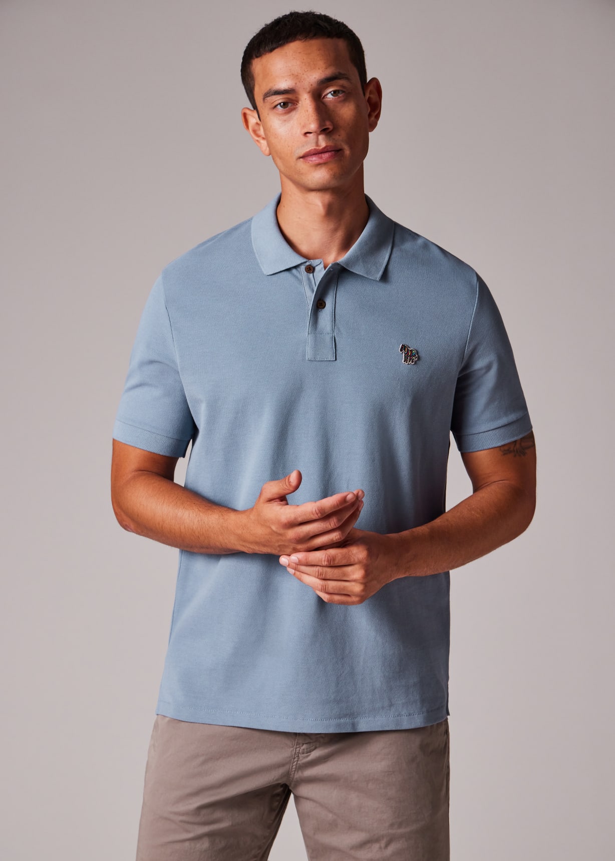Pale Indigo Organic Cotton Zebra Polo Shirt