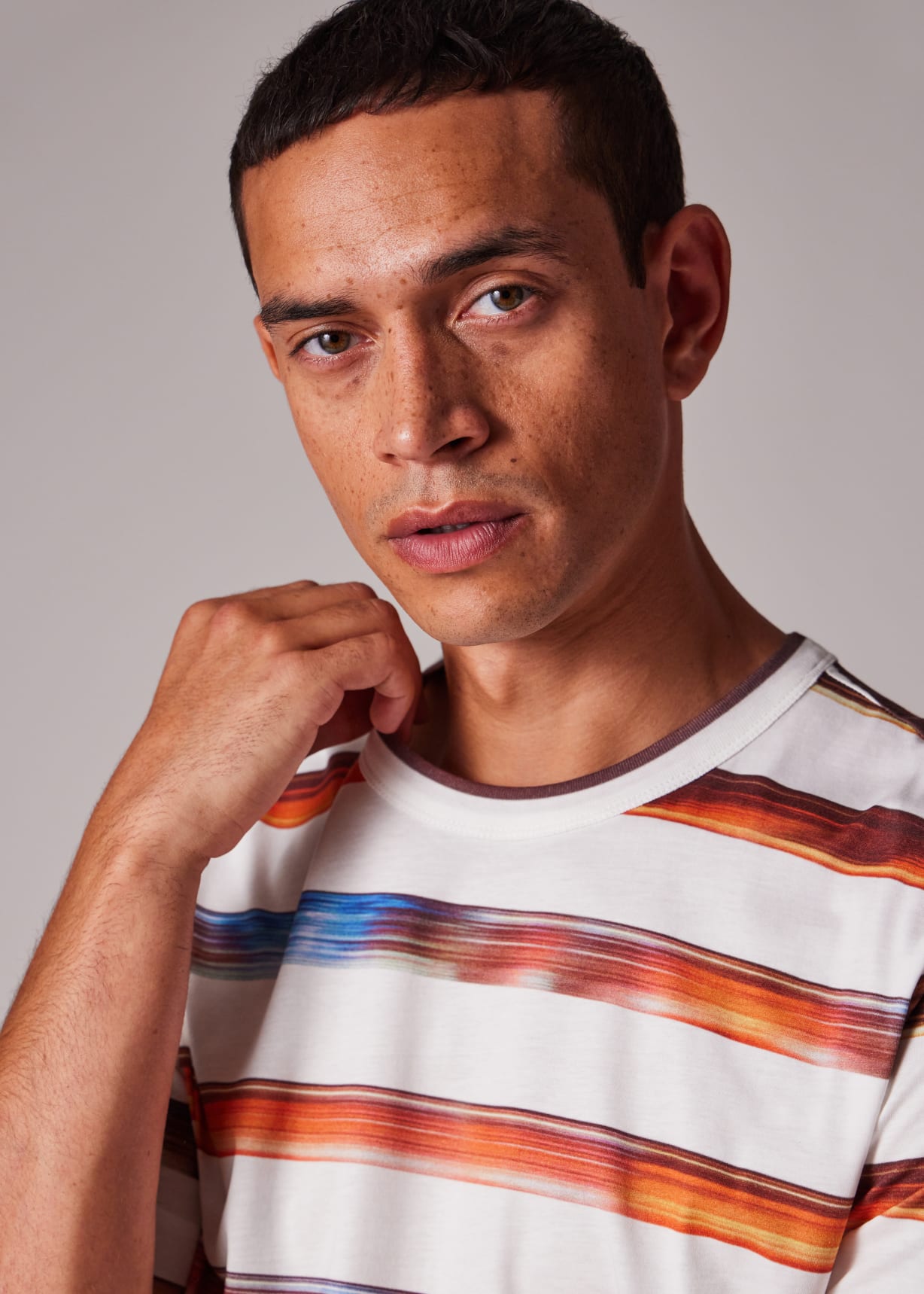 Men's White 'Digital Stripe' T-Shirt