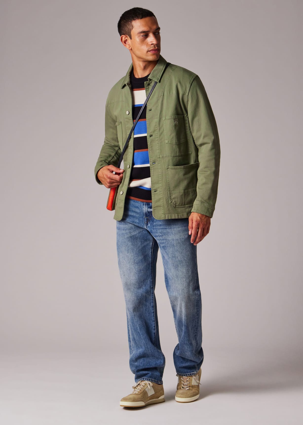 Men's Khaki Stretch Cotton-Twill Chore Jacket