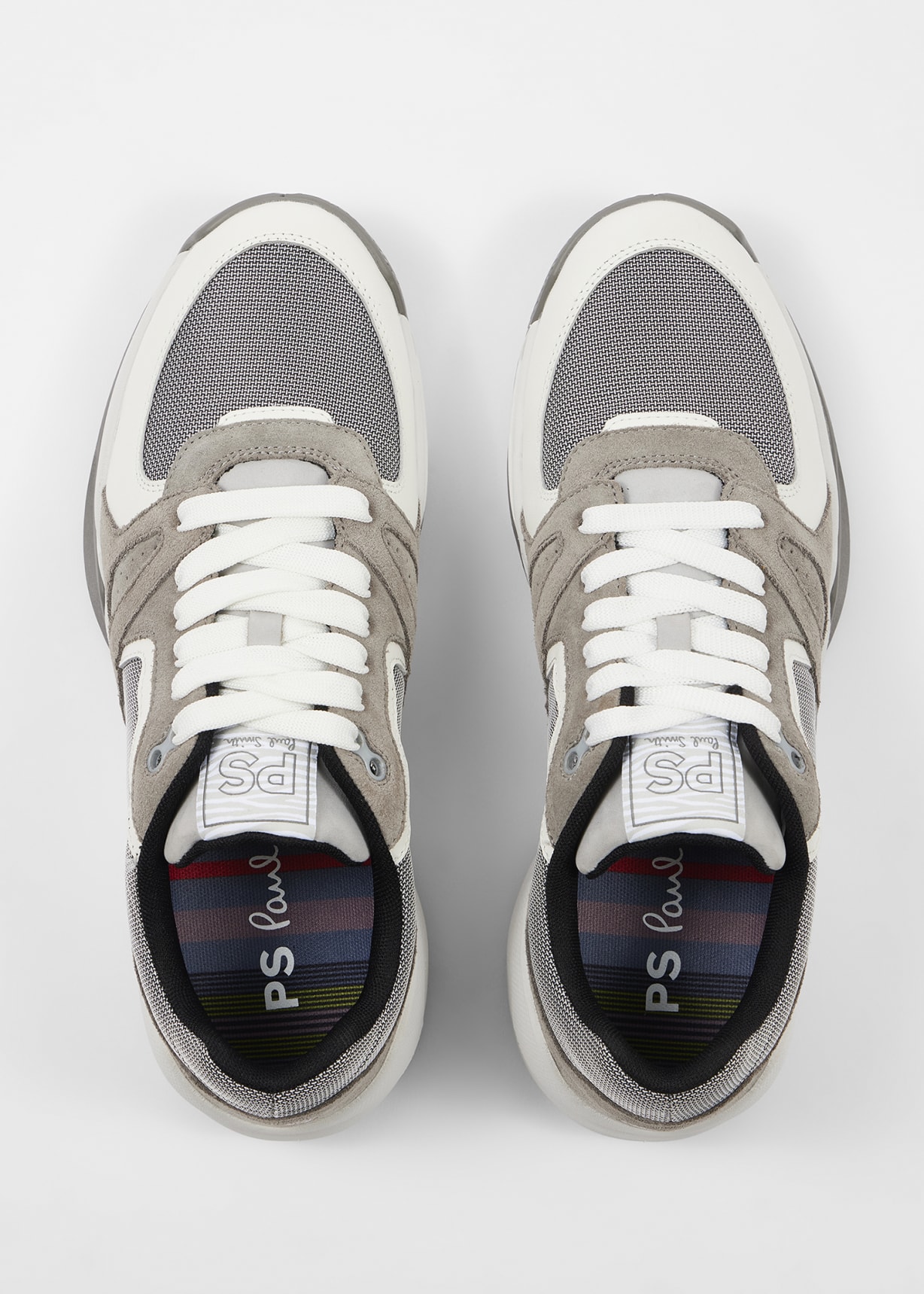 Men's White and Grey 'Ossi' Trainers