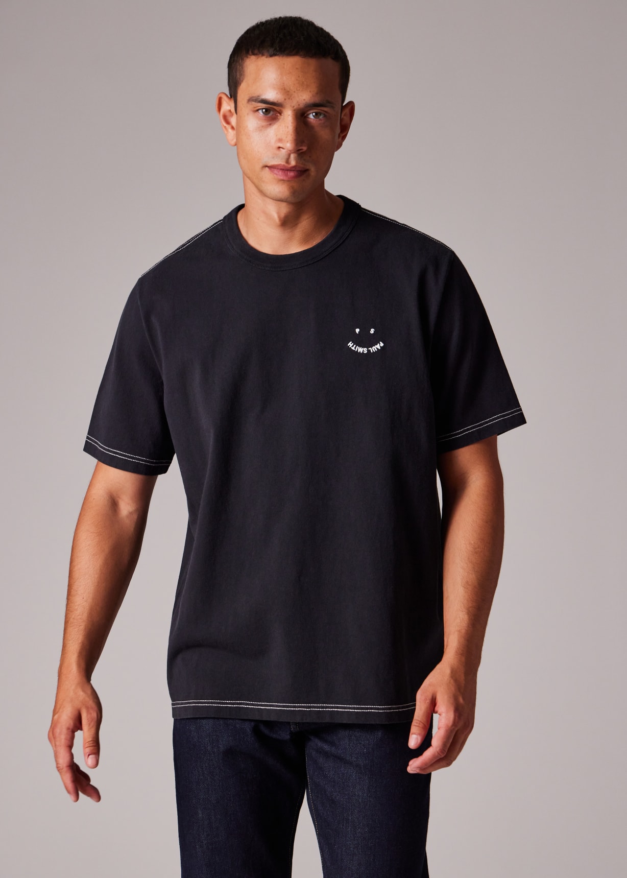 Men's Black Pigment Dyed 'Happy' T-Shirt