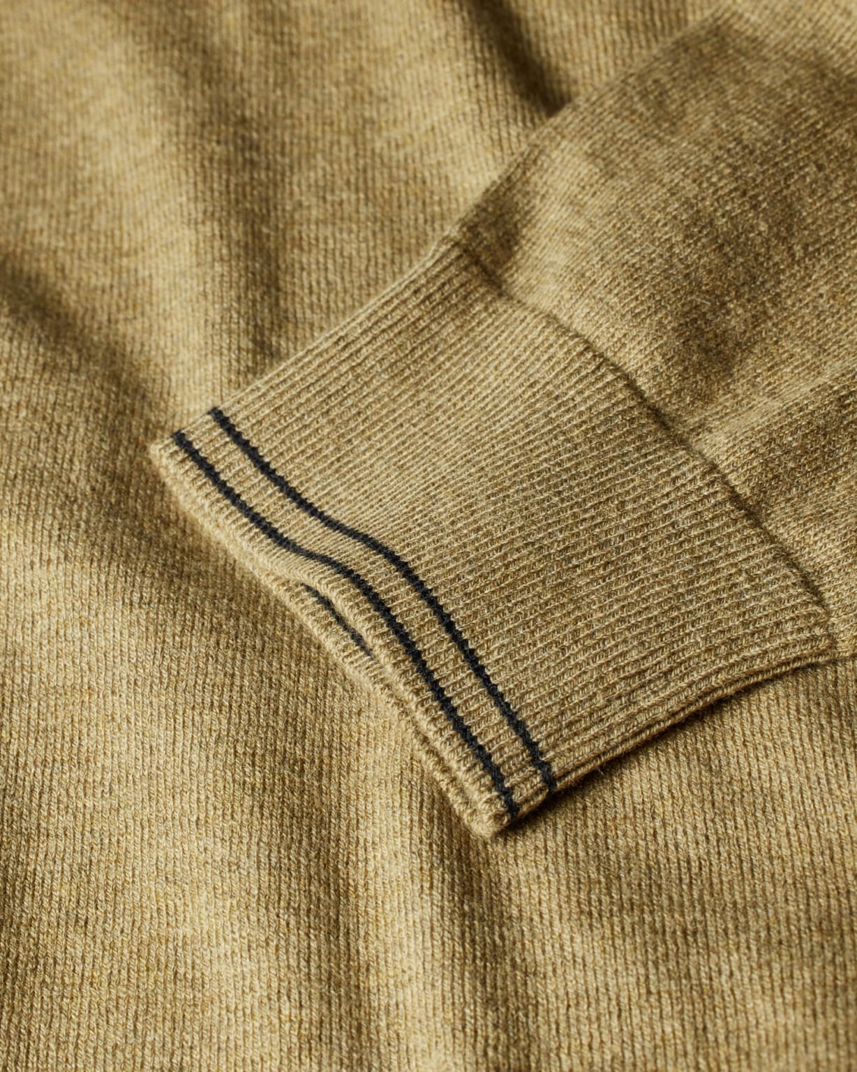 Camel Cotton-Blend Zebra Logo Half Zip Sweater