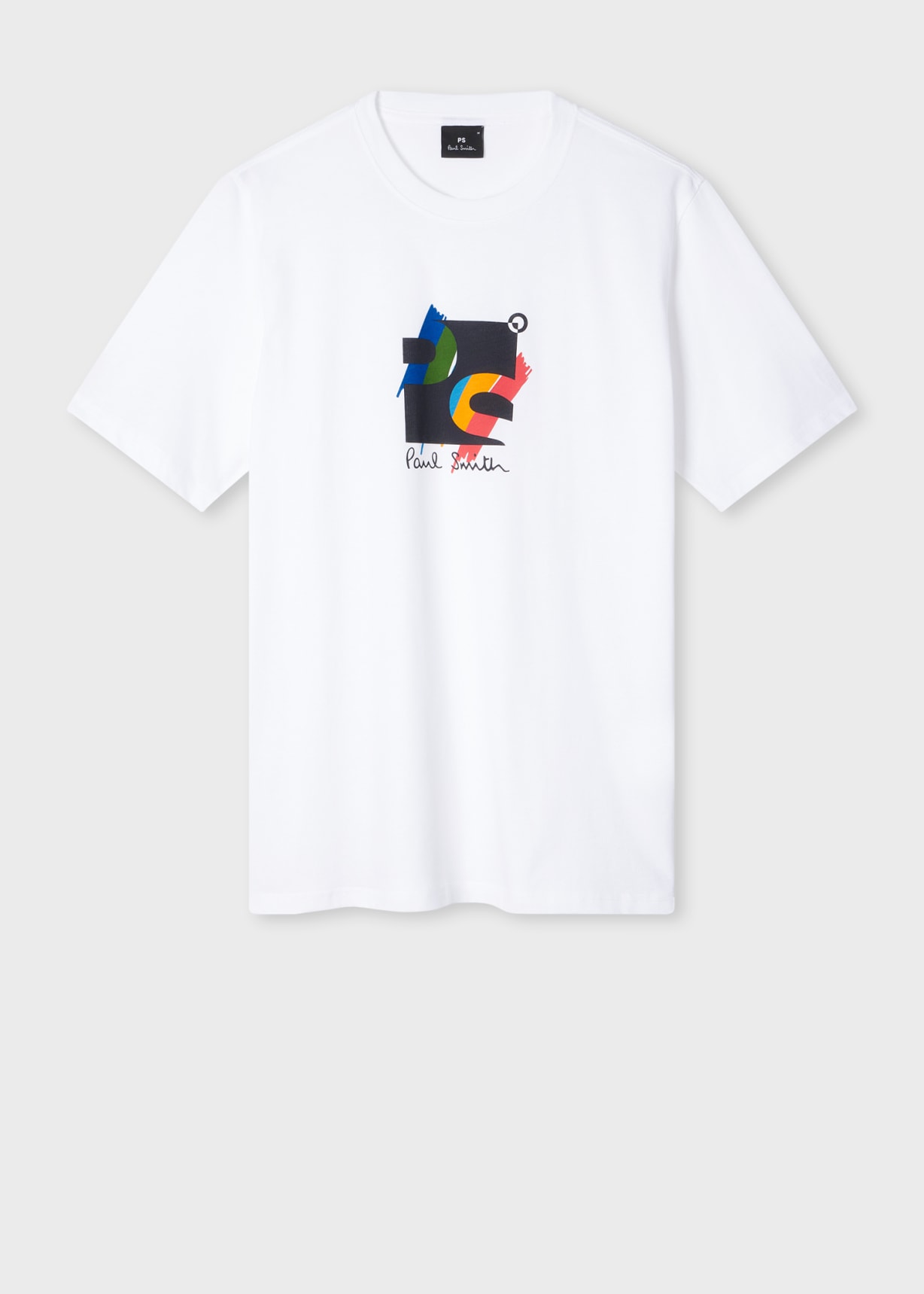 Men's Regular Fit White Organic Cotton 'Square Logo' T-Shirt