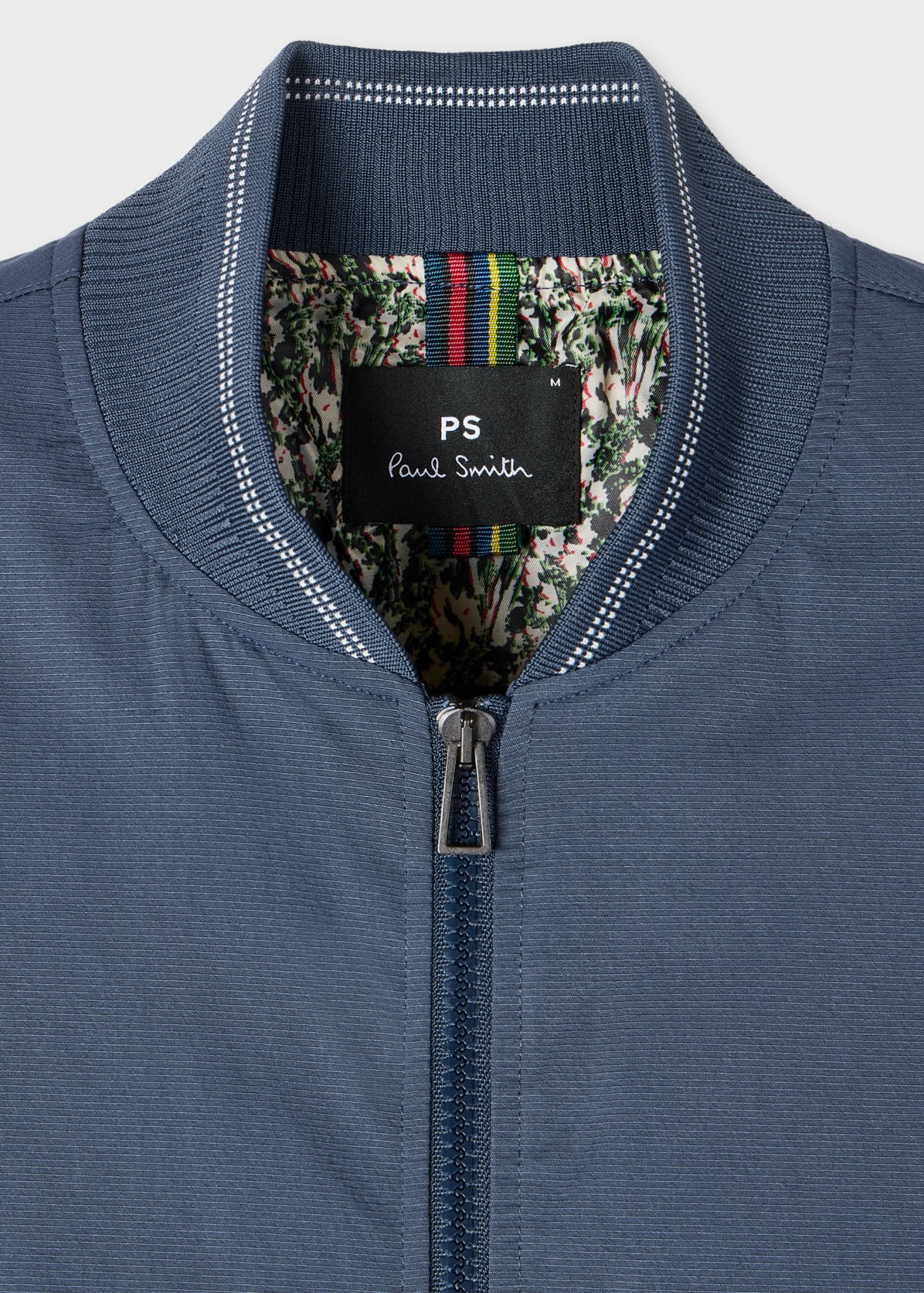 Men's Slate Blue Textured Bomber Jacket