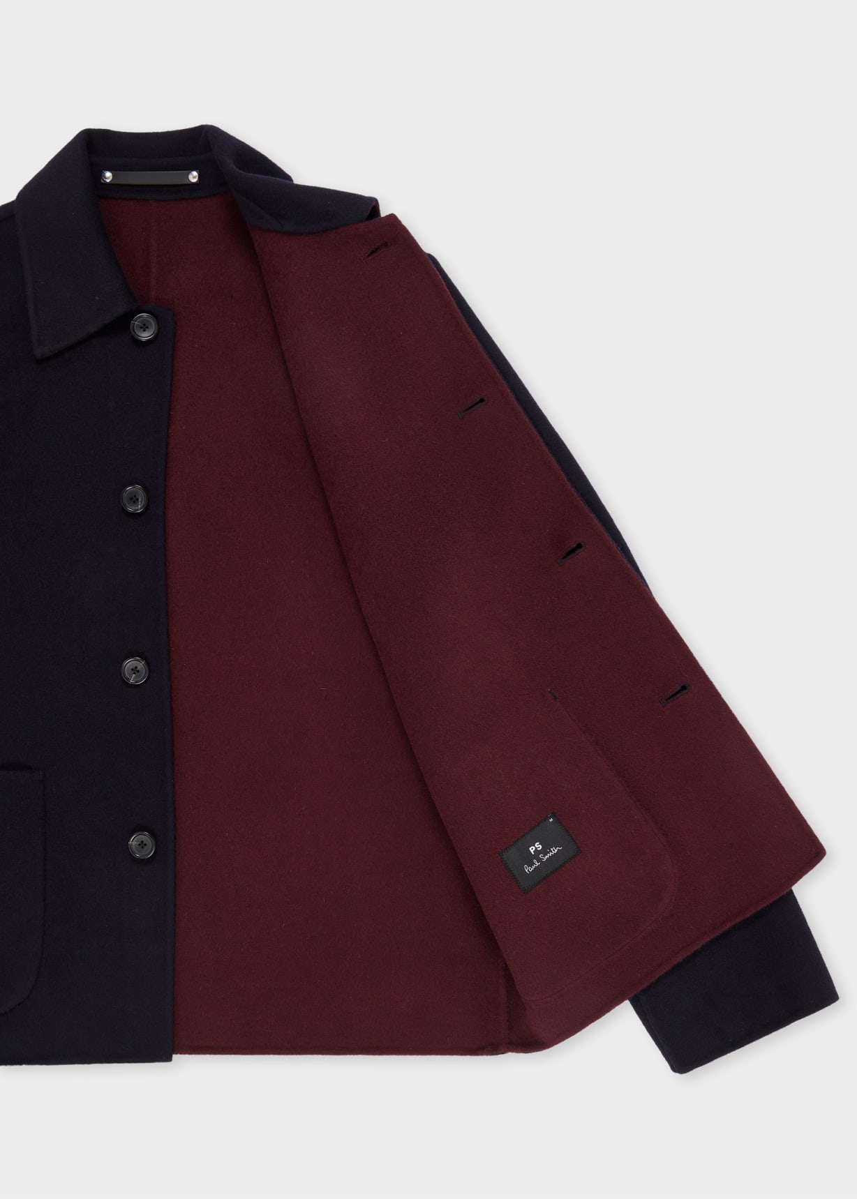 Men's Navy Double-Face Wool-Blend Short Coat