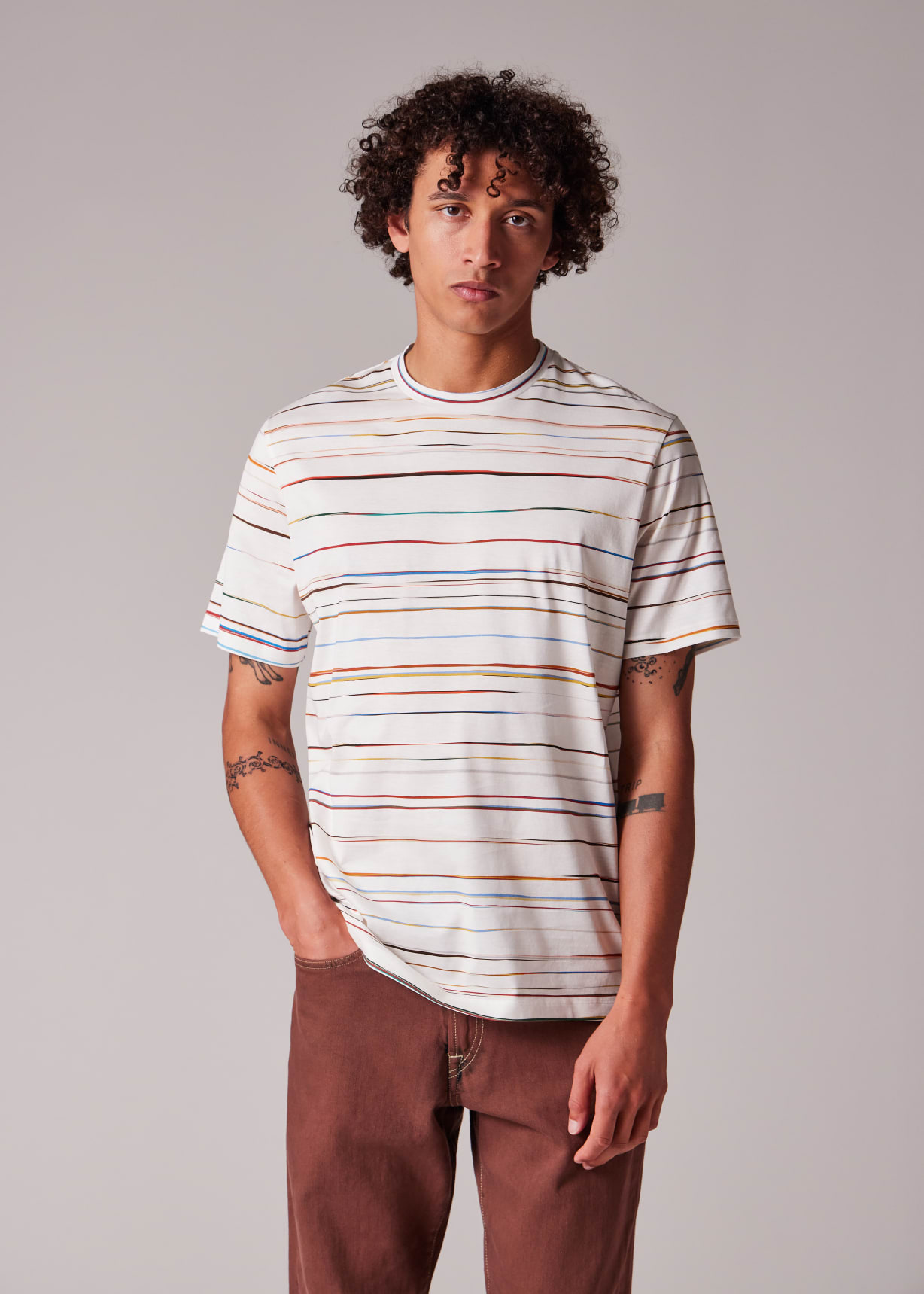 Men's White 'Signature Pinstripe' T-Shirt