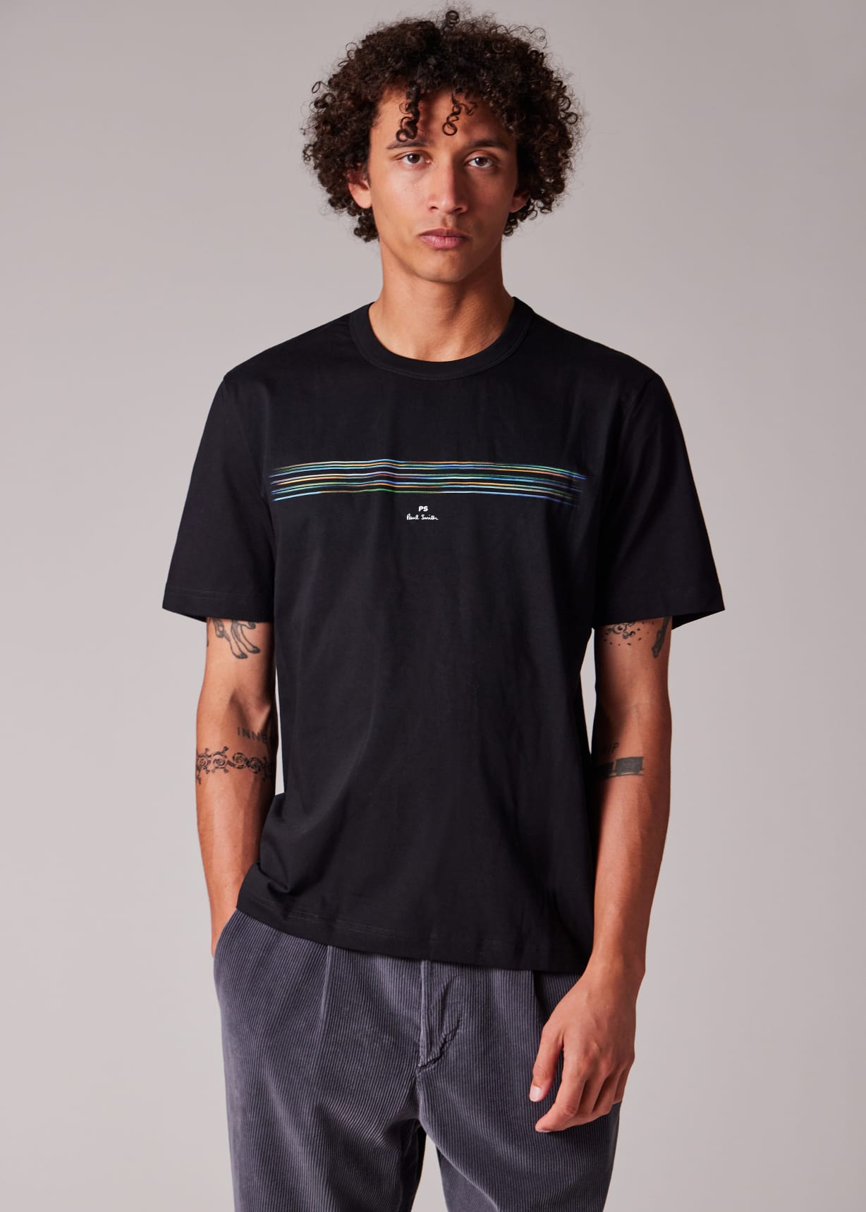 Black Organic Cotton 'Blur Stripe' T-Shirt