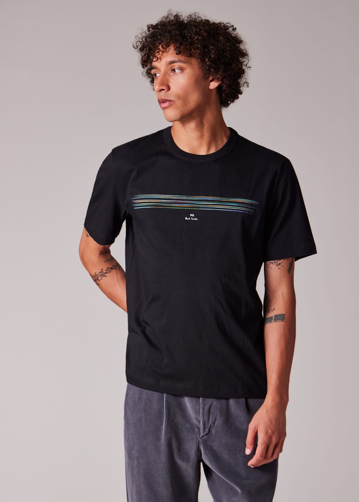 Black Organic Cotton 'Blur Stripe' T-Shirt