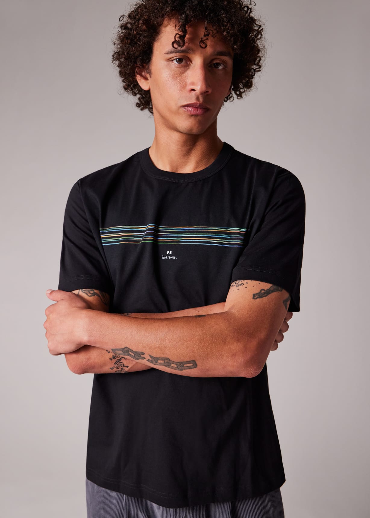 Black Organic Cotton 'Blur Stripe' T-Shirt