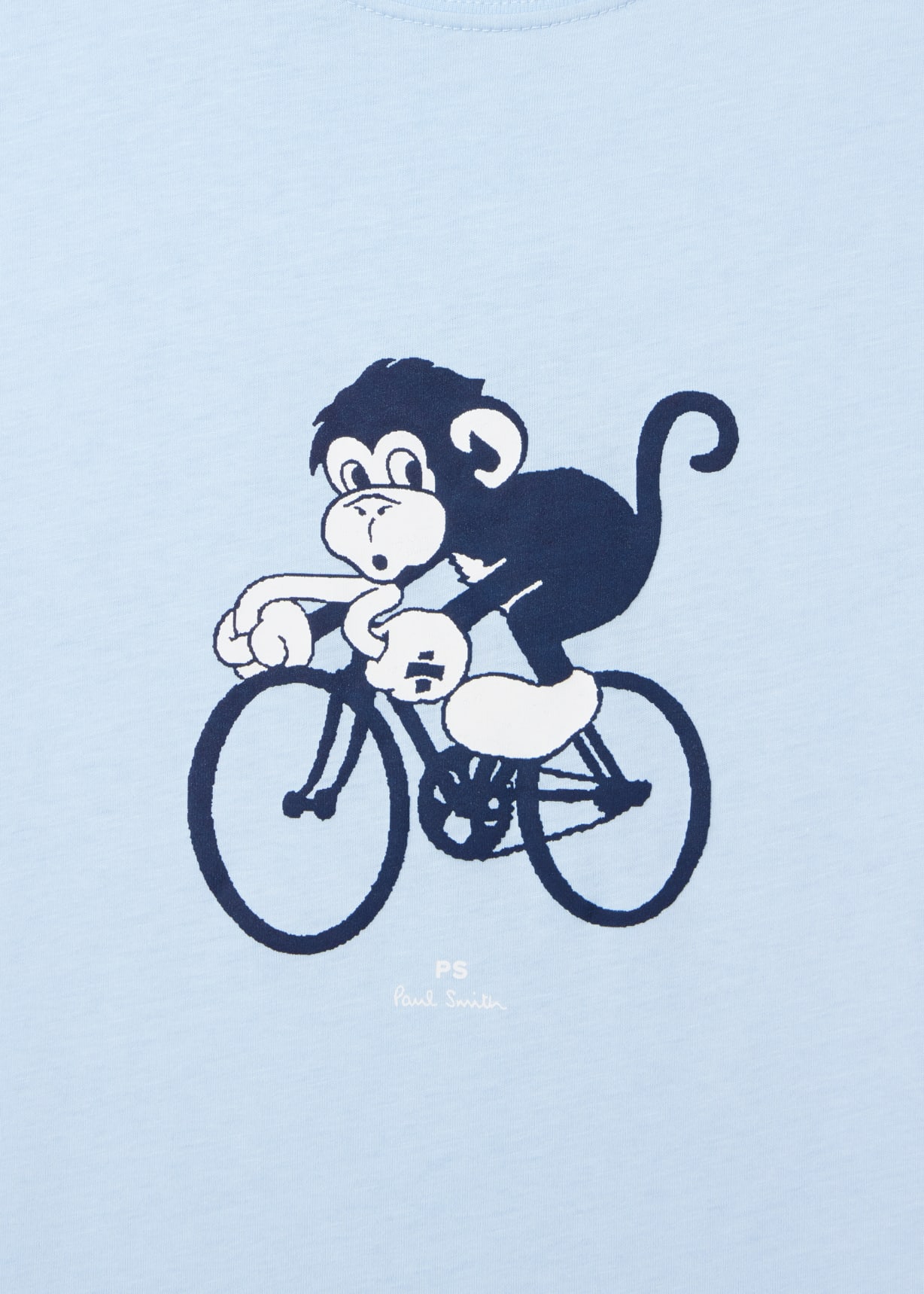 Men's Slim-Fit Sky Blue 'Cycling Monkey' Print T-Shirt