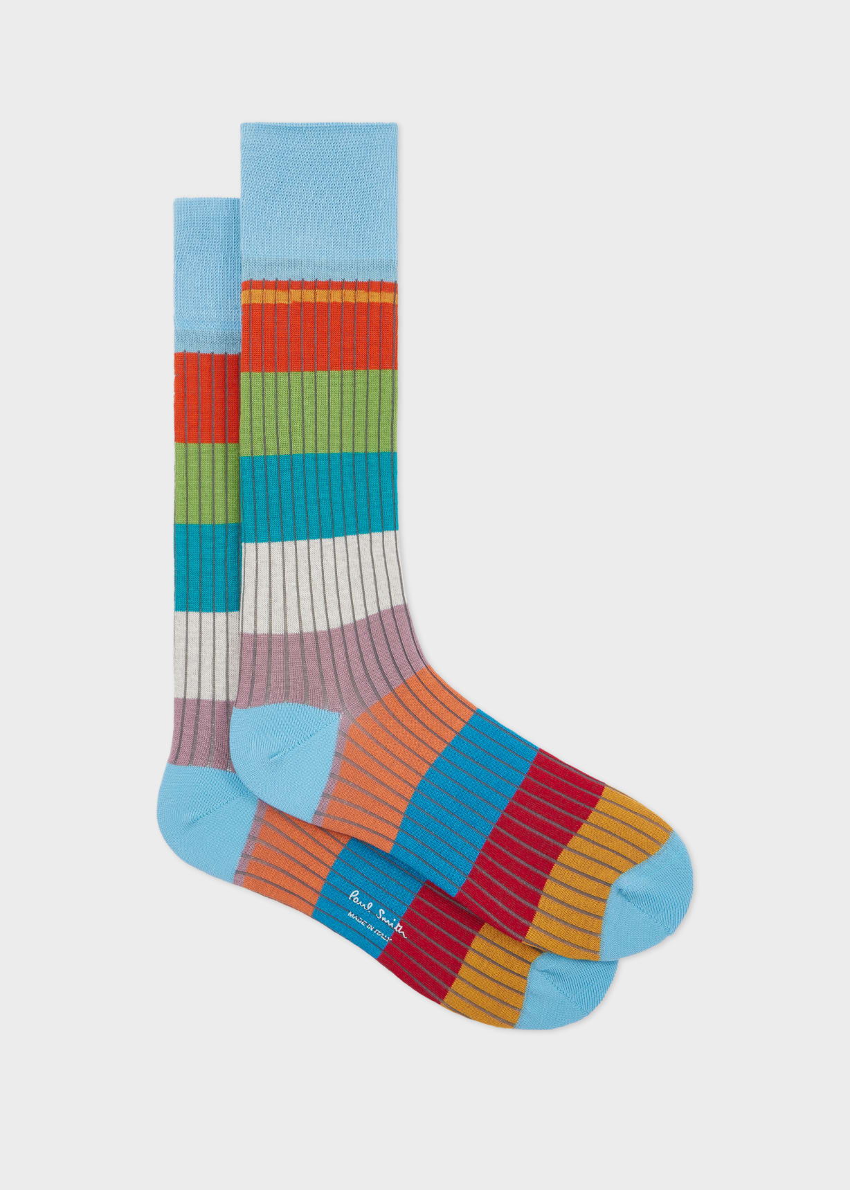 Blue Ribbed Colour Block Socks Paul Smith