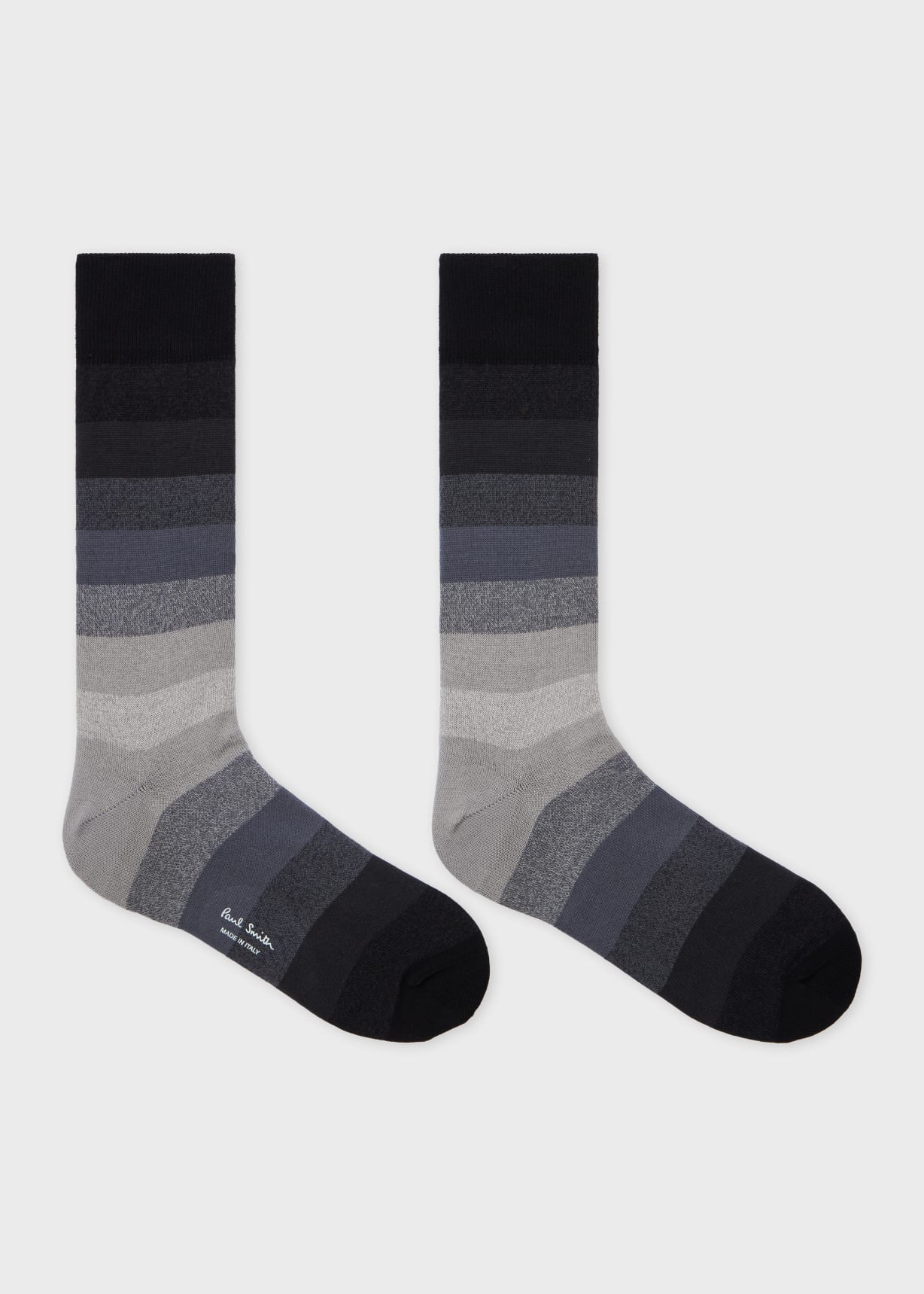 Black Cotton-Blend Ombre Stripe Socks
