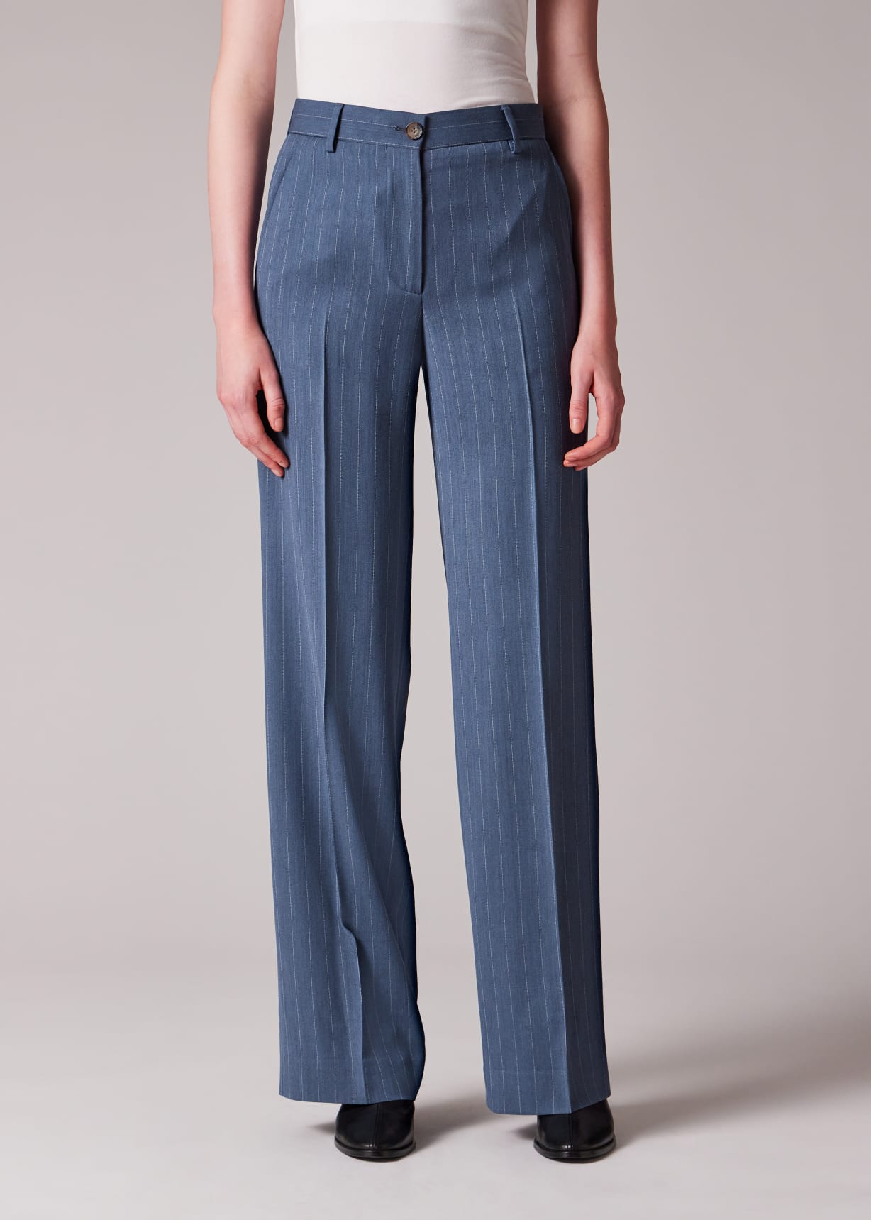 Women's Slate Blue Pinstripe Trousers