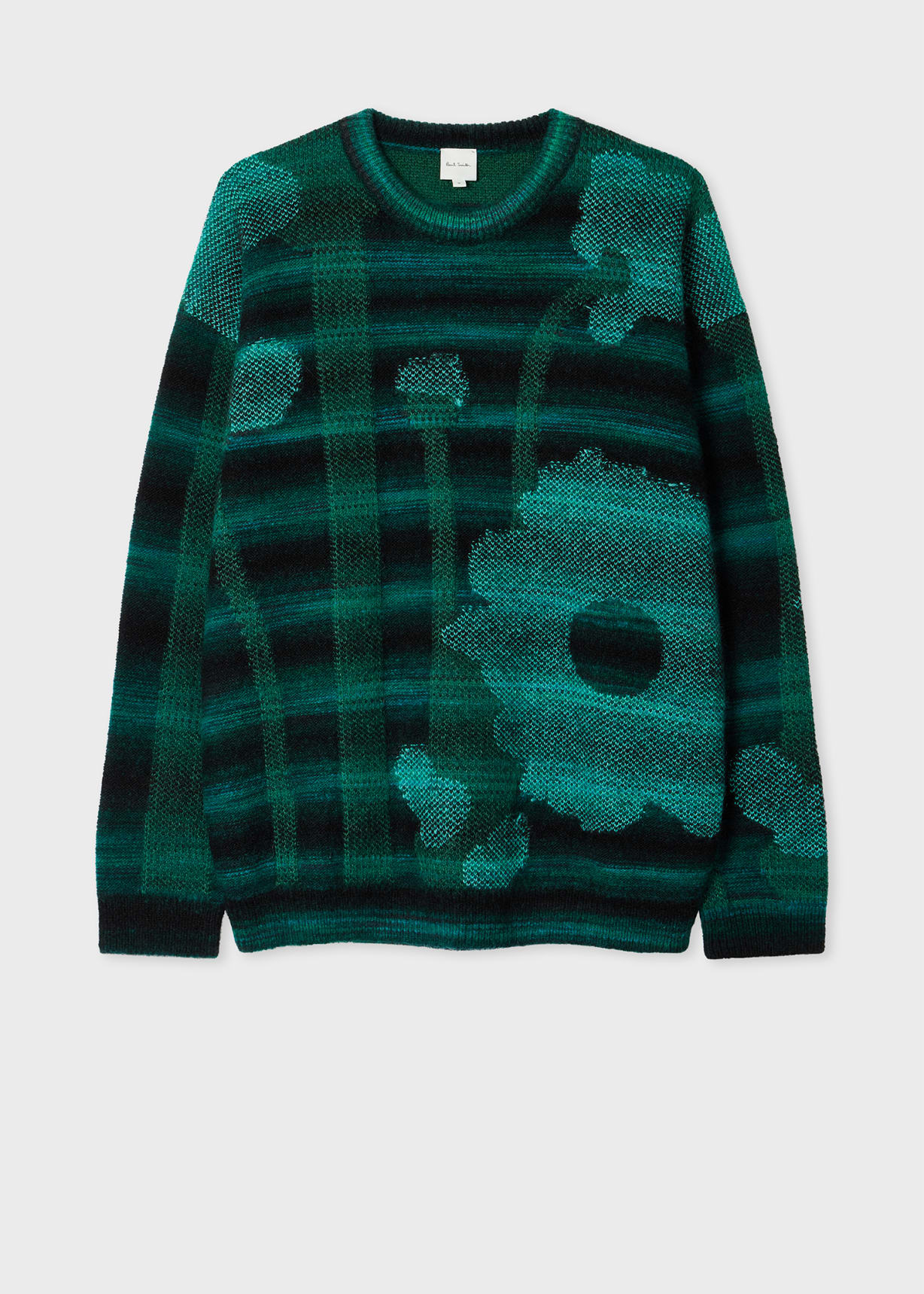 Men's Turquoise 'Field Flowers' Wool-Alpaca Sweater