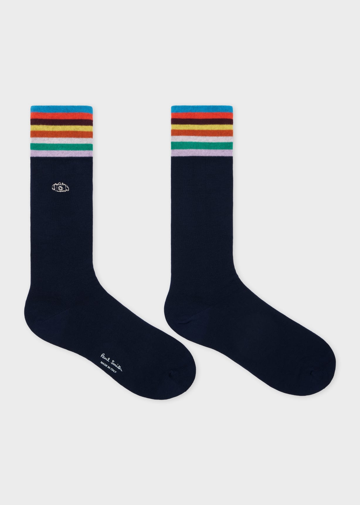 Men's Navy Embroidered Camera Socks