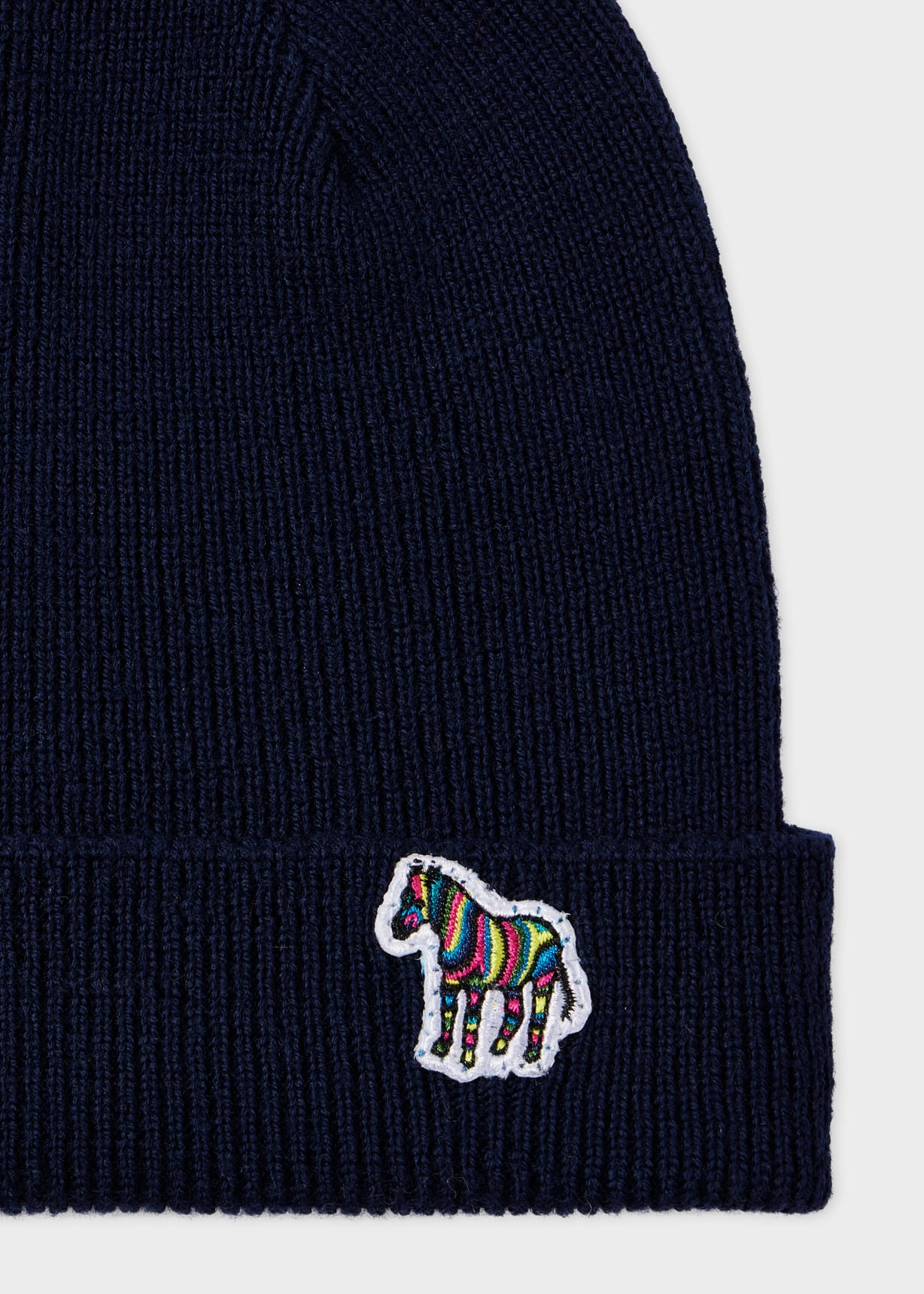 Navy Zebra Logo Wool Beanie
