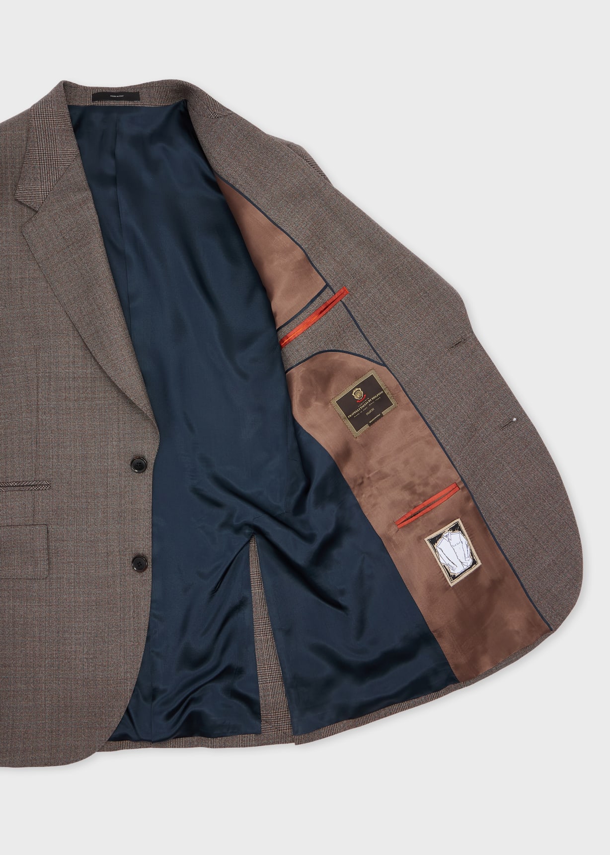 Brown Mix-Up Check Wool Blazer