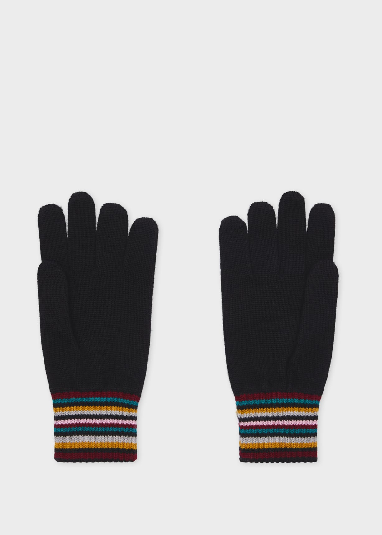 Women's Black Merino Wool 'Signature Stripe' Gloves