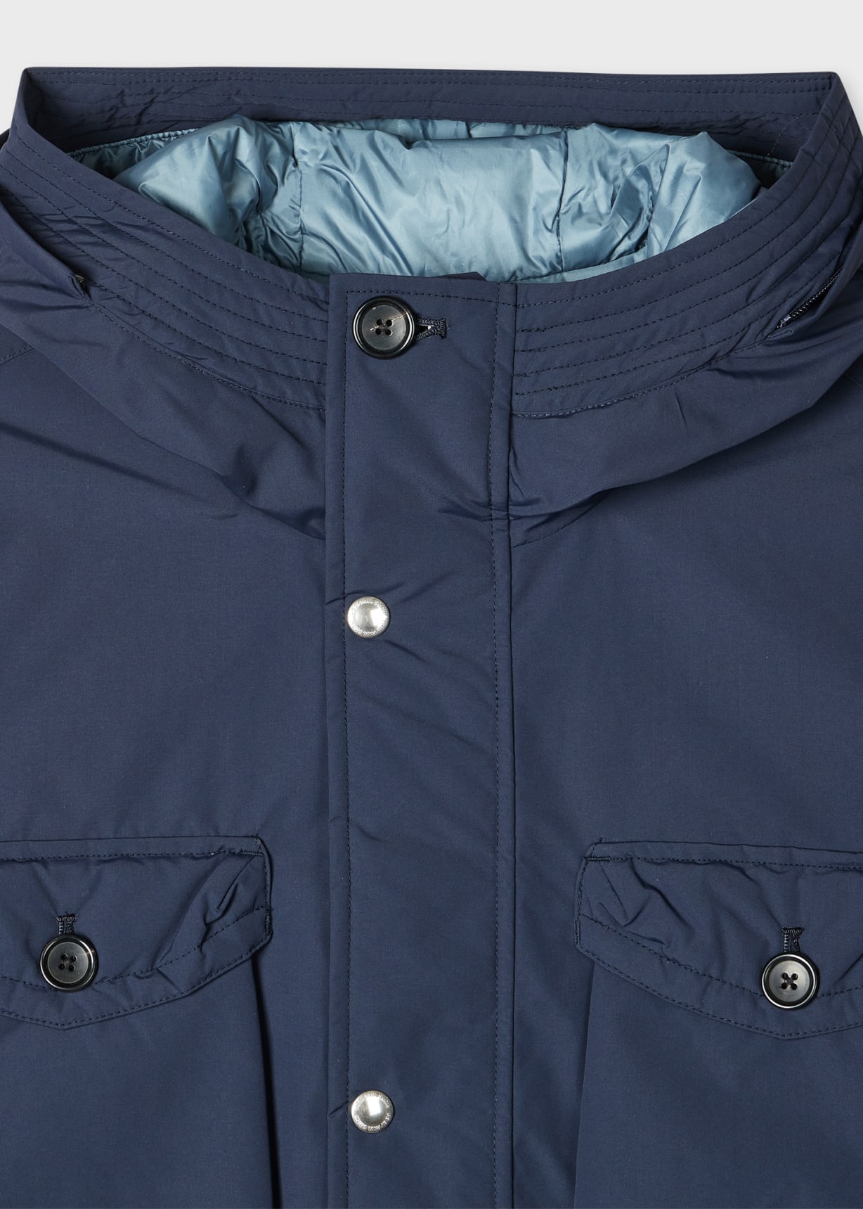Men's Navy Down Parka with Faux Fur Hood