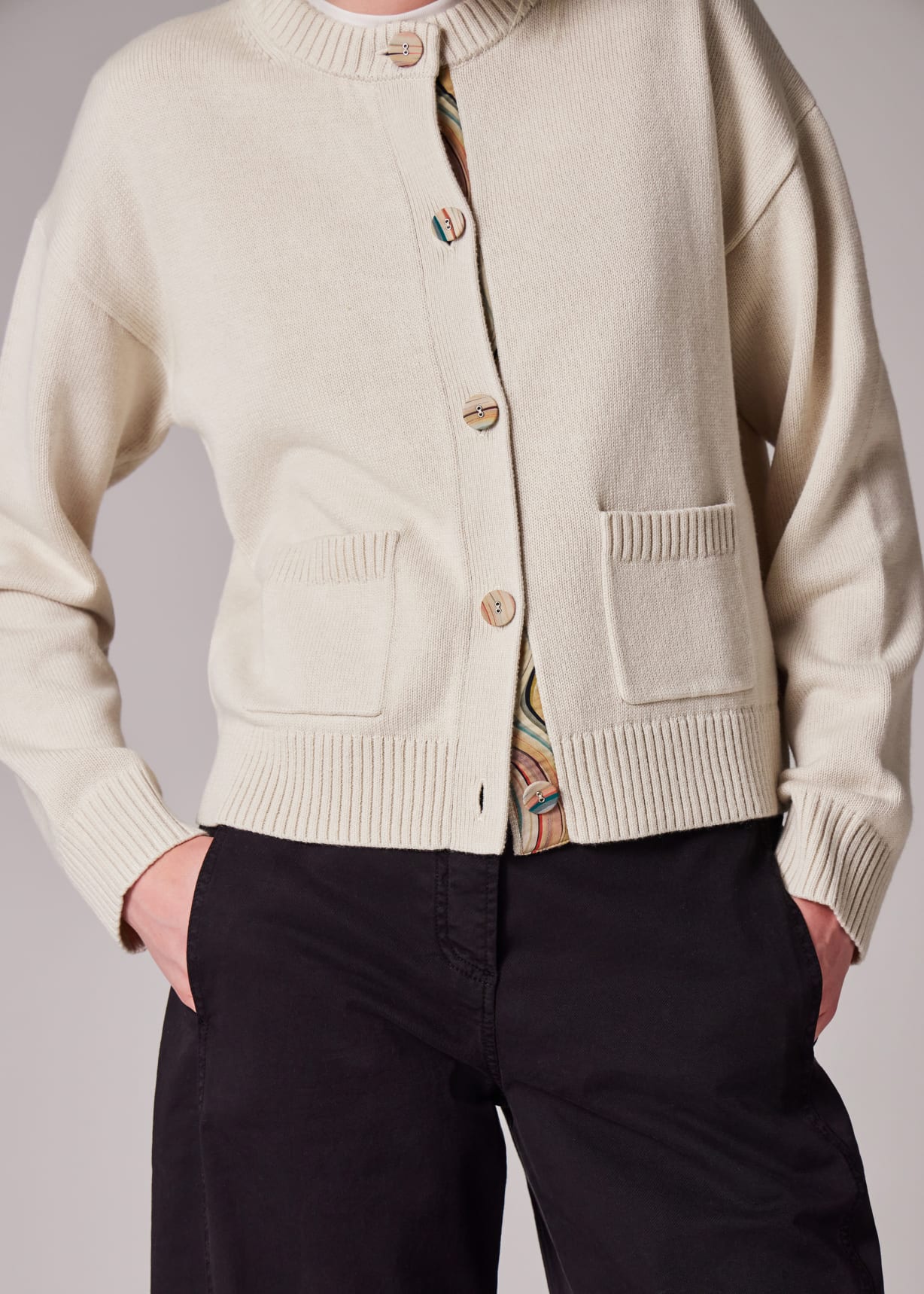 Women's Cream 'Swirl' Placket Cardigan