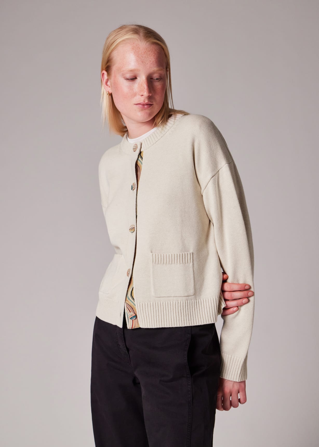 Women's Cream 'Swirl' Placket Cardigan