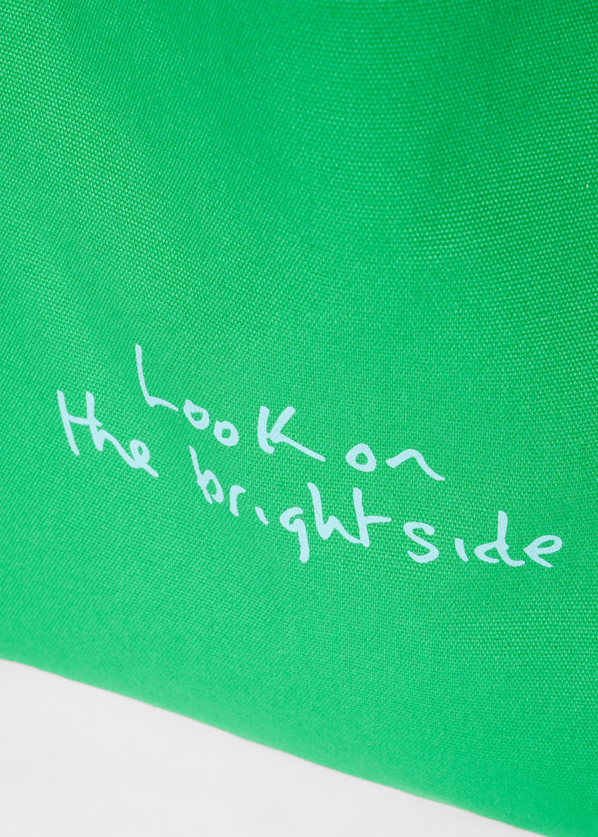 Green Cotton-Canvas Quote Tote Bag