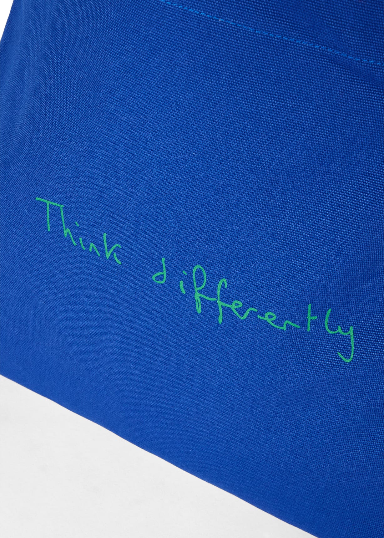 Blue Cotton-Canvas Quote Tote Bag