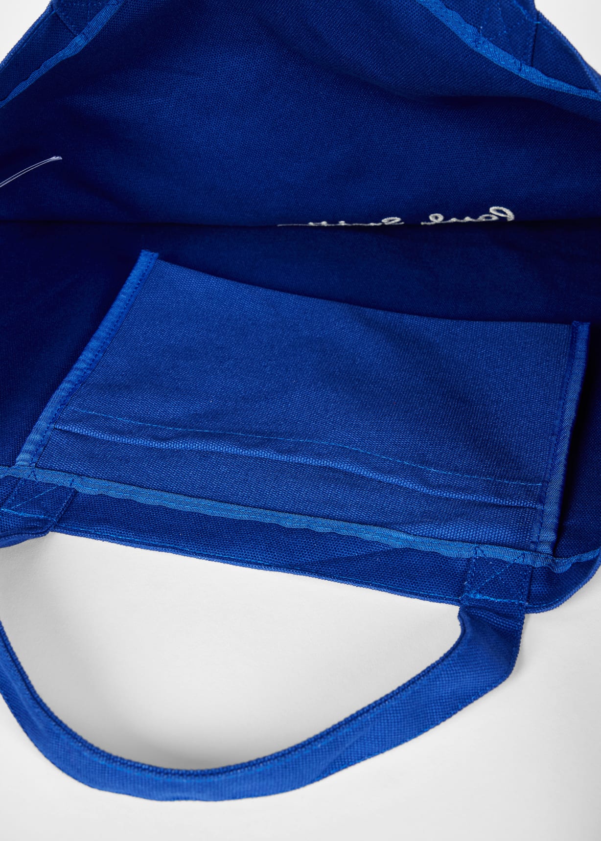 Blue Cotton-Canvas Quote Tote Bag