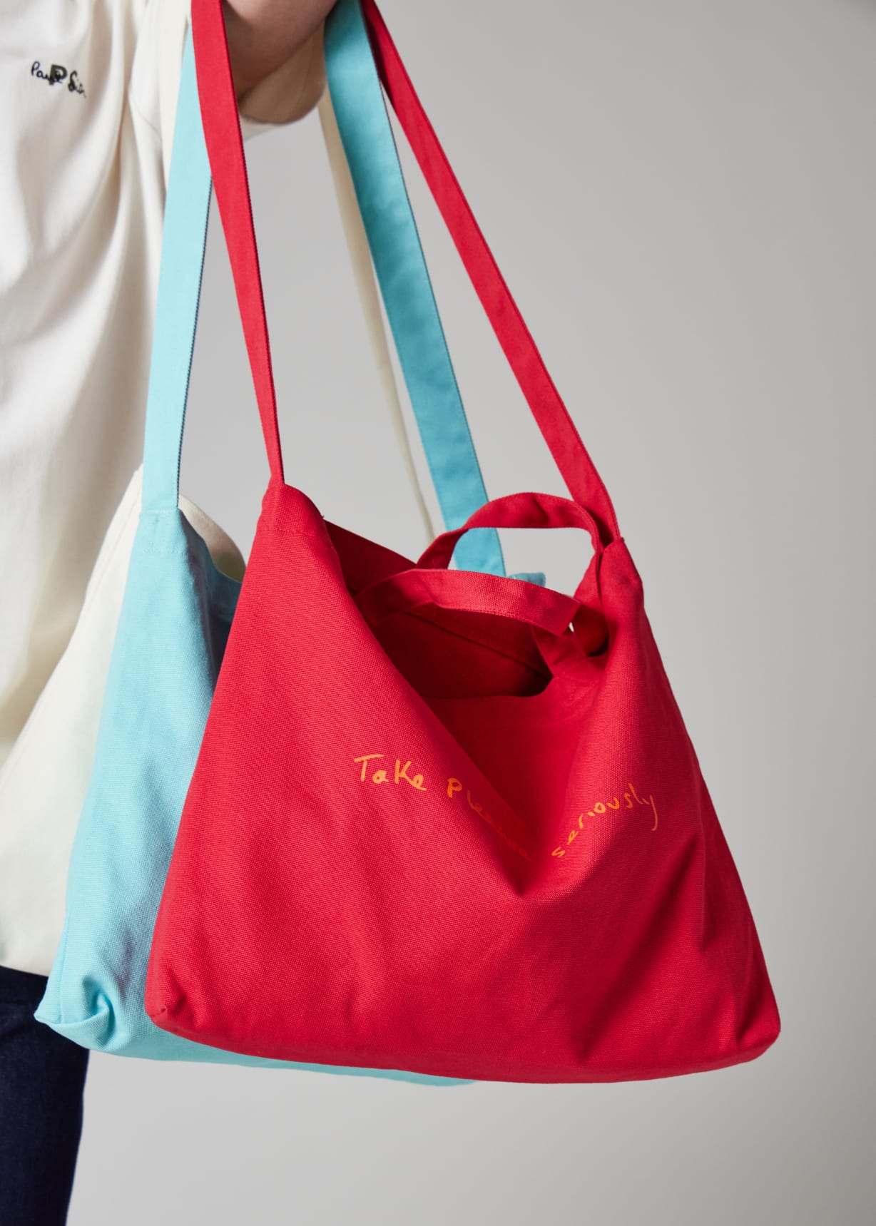 Red Cotton-Canvas Quote Tote Bag