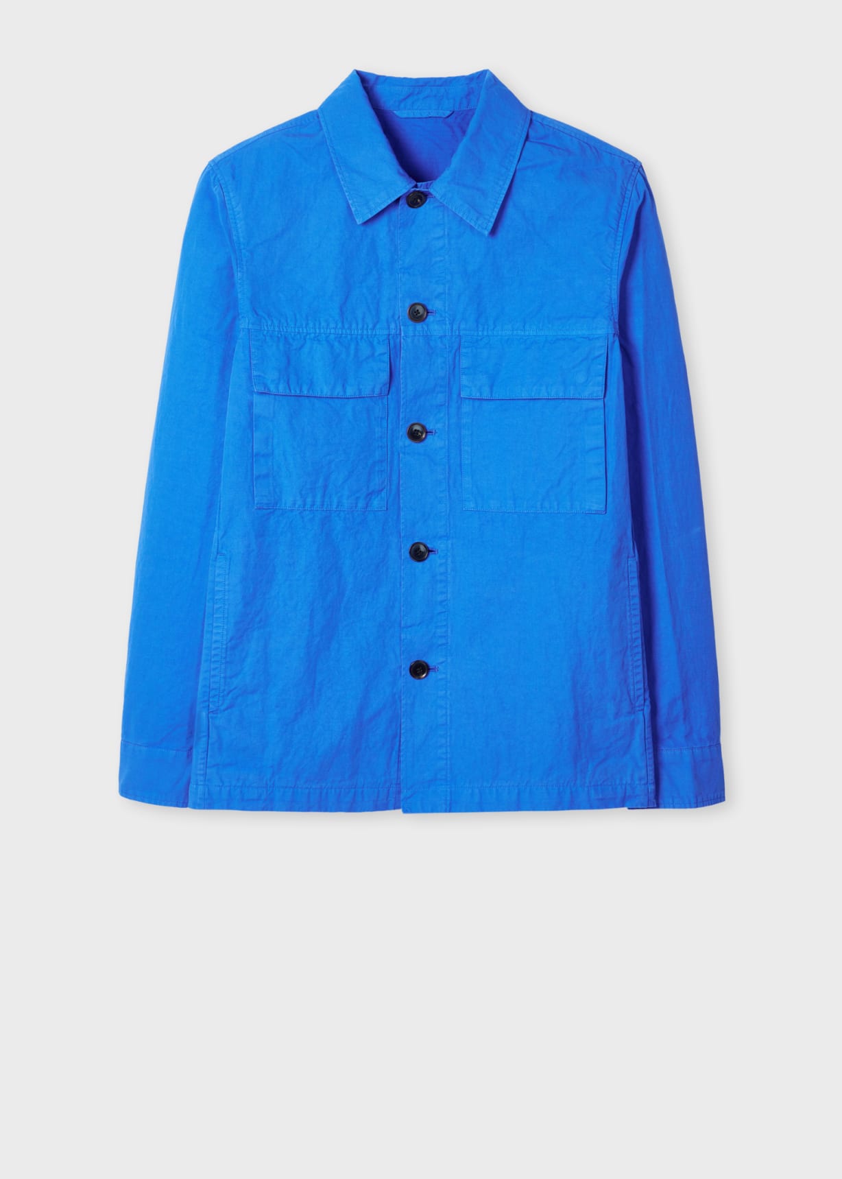 Men's Cobalt Blue Cotton-Linen Overshirt