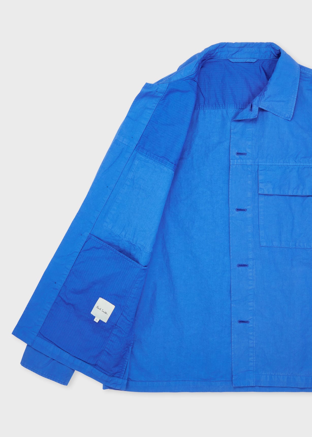 Men's Cobalt Blue Cotton-Linen Overshirt