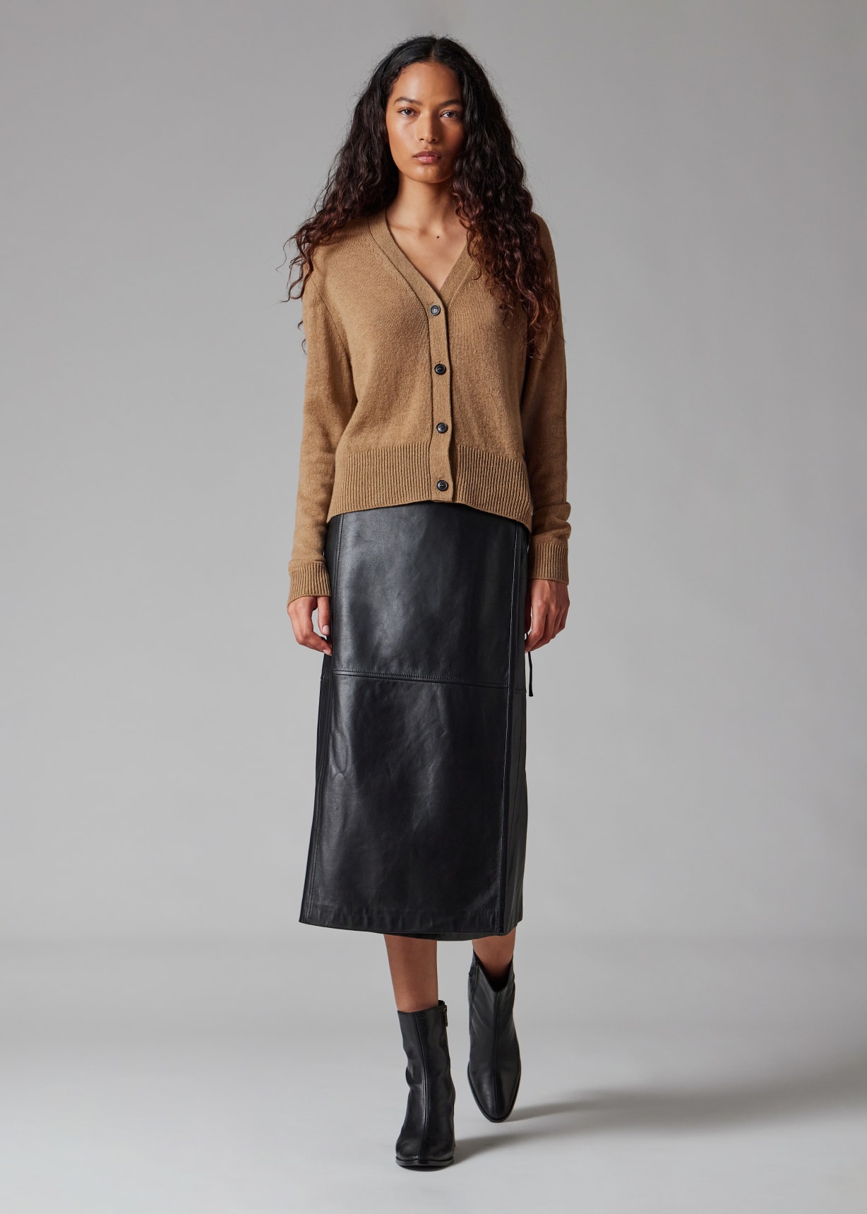 Women's Tan Cashmere Knitted Cardigan