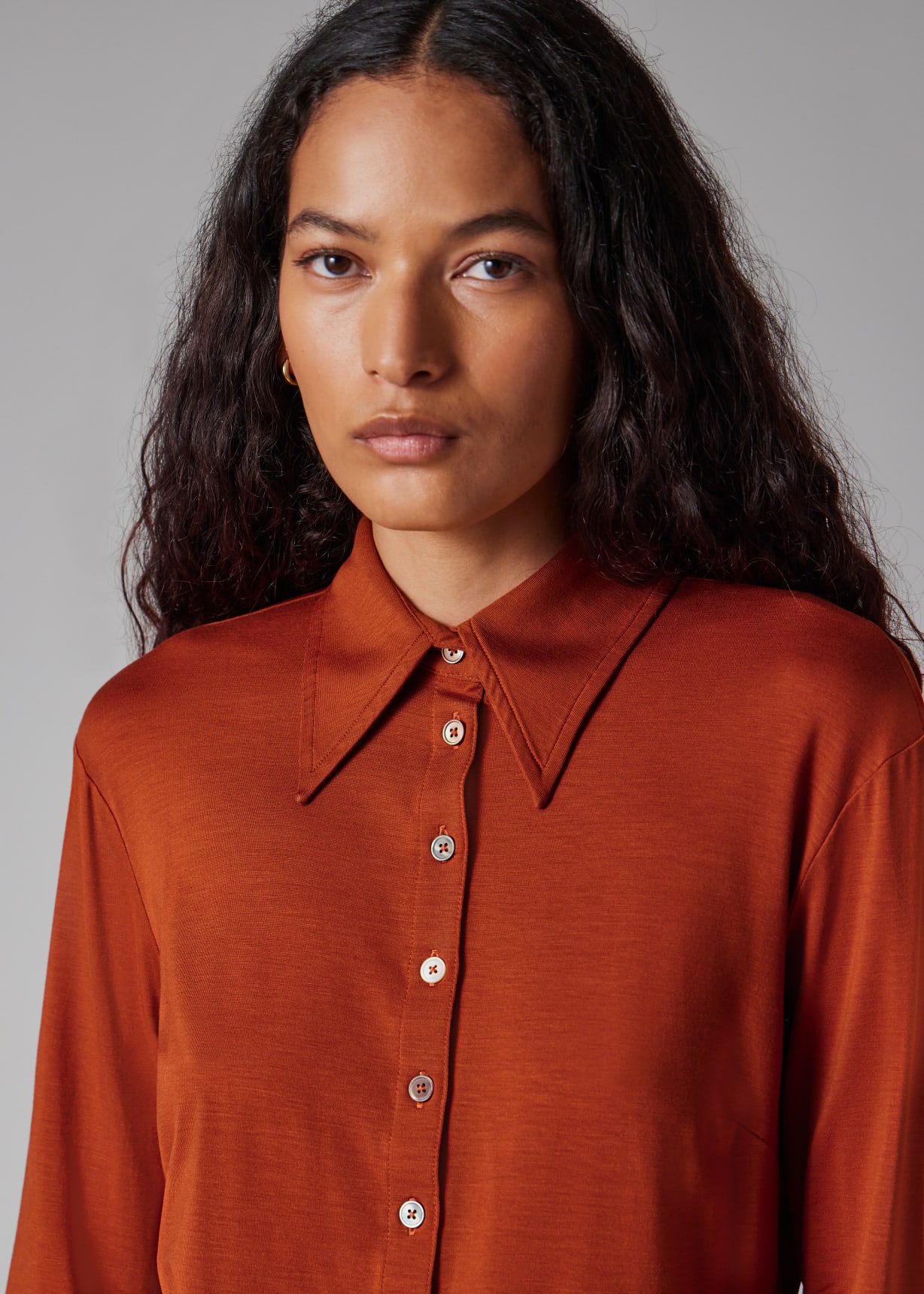 Women's Rust Orange Jersey Shirt