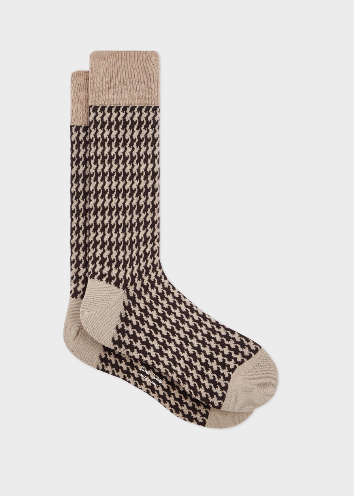 Men's Beige Houndstooth Socks