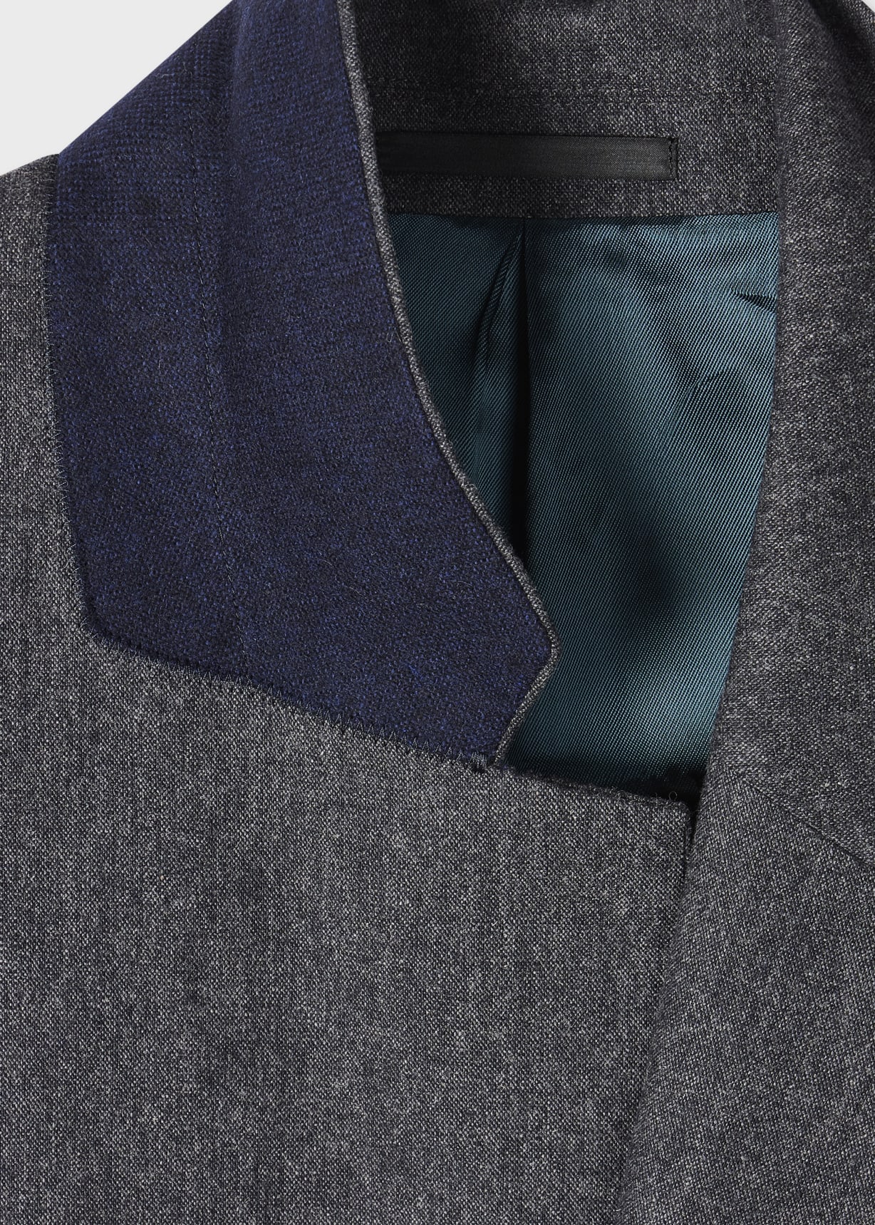 Men's Navy Melange Wool-Blend Buggy-Lined Blazer