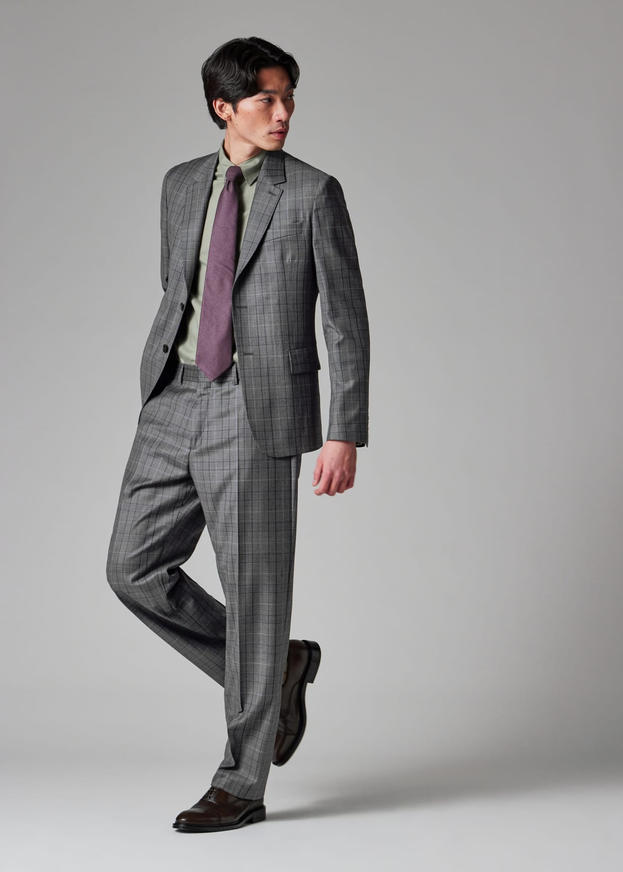 Grey Wool Check Buggy-Lined Blazer