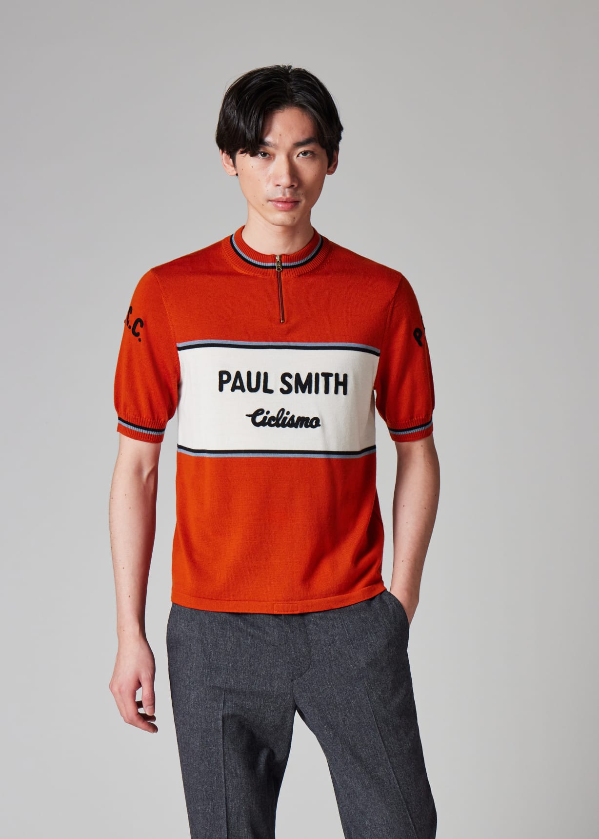 Men's Burnt Orange Merino Wool Knitted Cycle Jersey