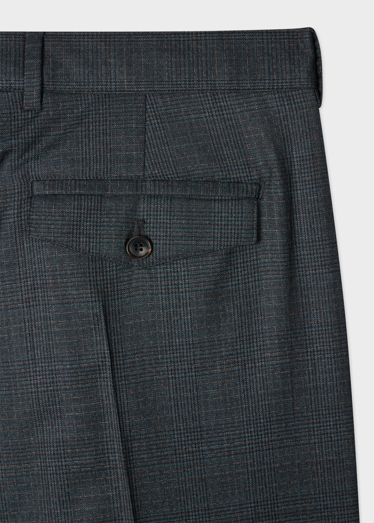 Men's Dark Green Tapered-Fit Wool Check Trousers