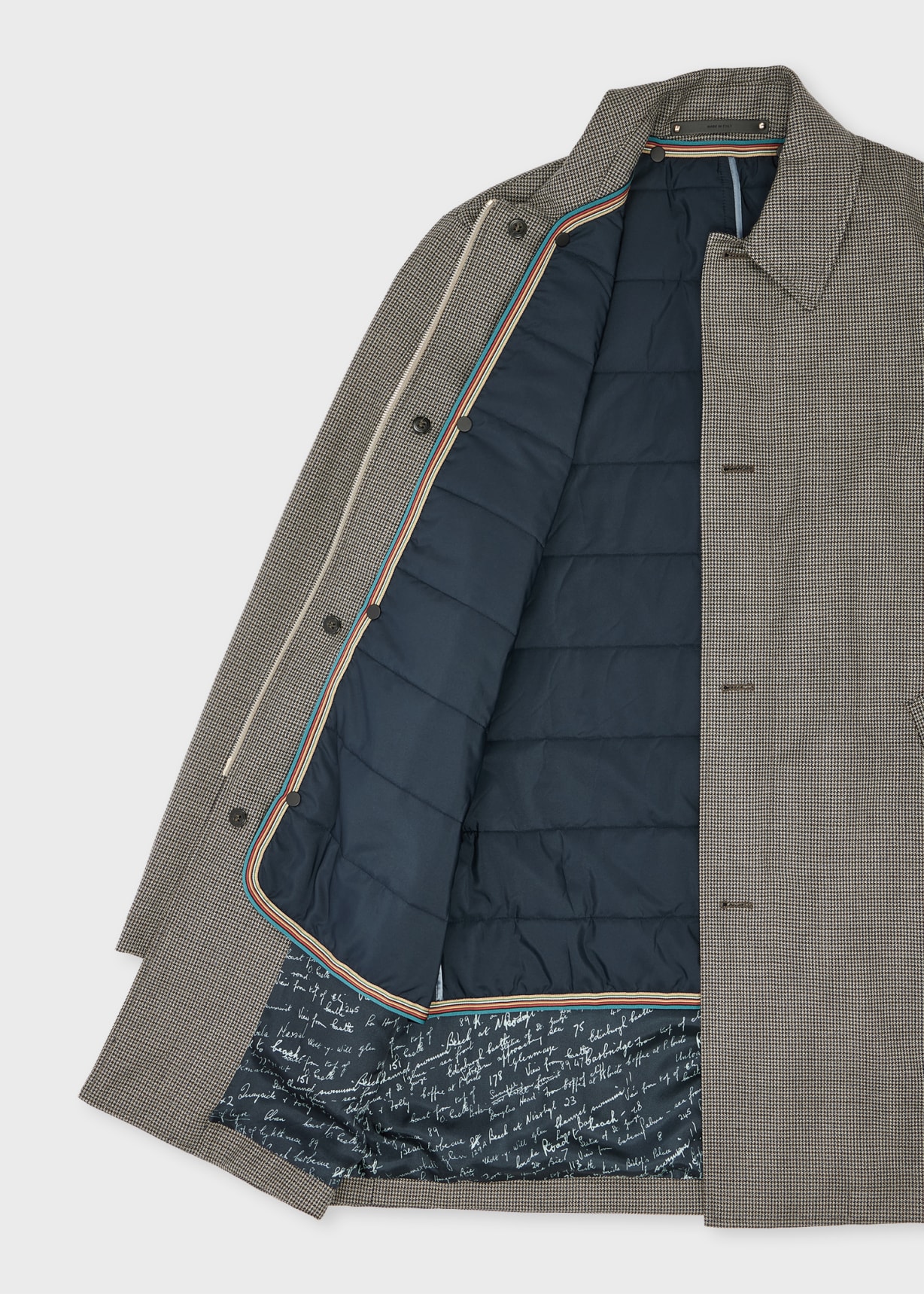 Grey Wool Check Overcoat