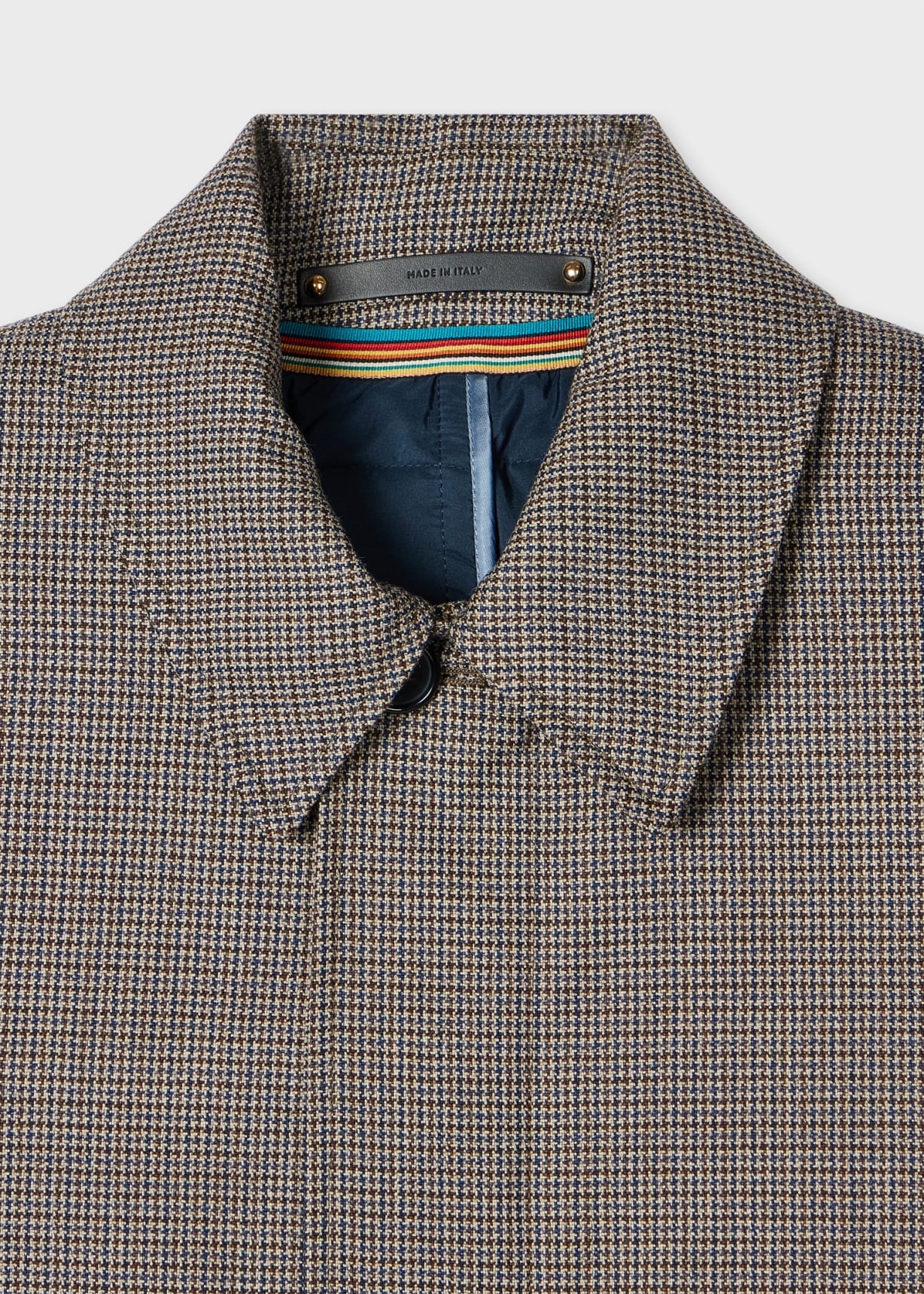 Grey Wool Check Overcoat