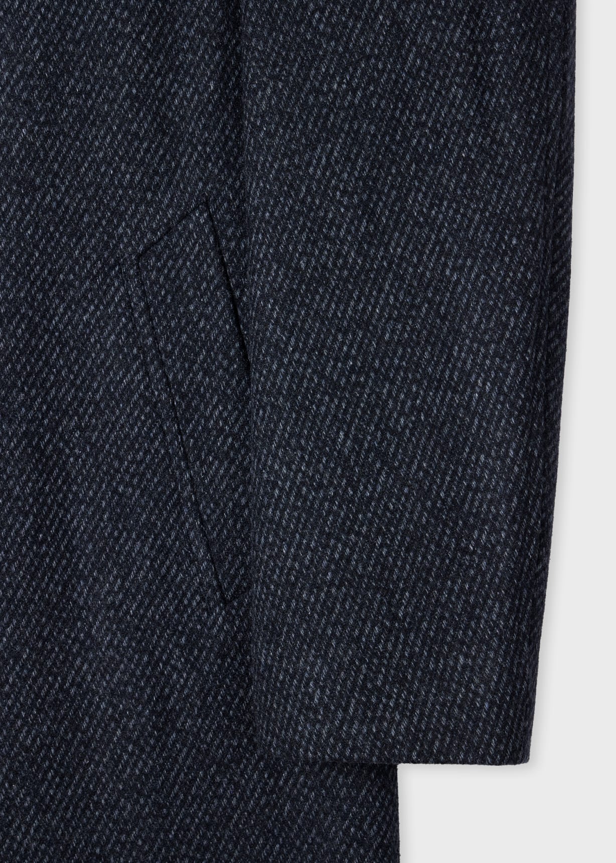 Men's Navy Textured Wool-Blend Twill Overcoat