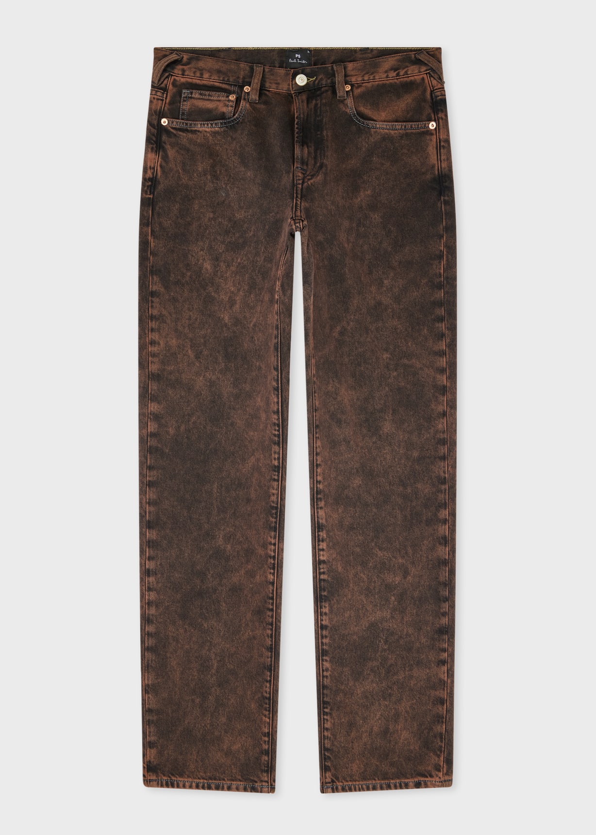 Men's Relaxed Tapered-Fit Black and Brown Overdyed Jeans