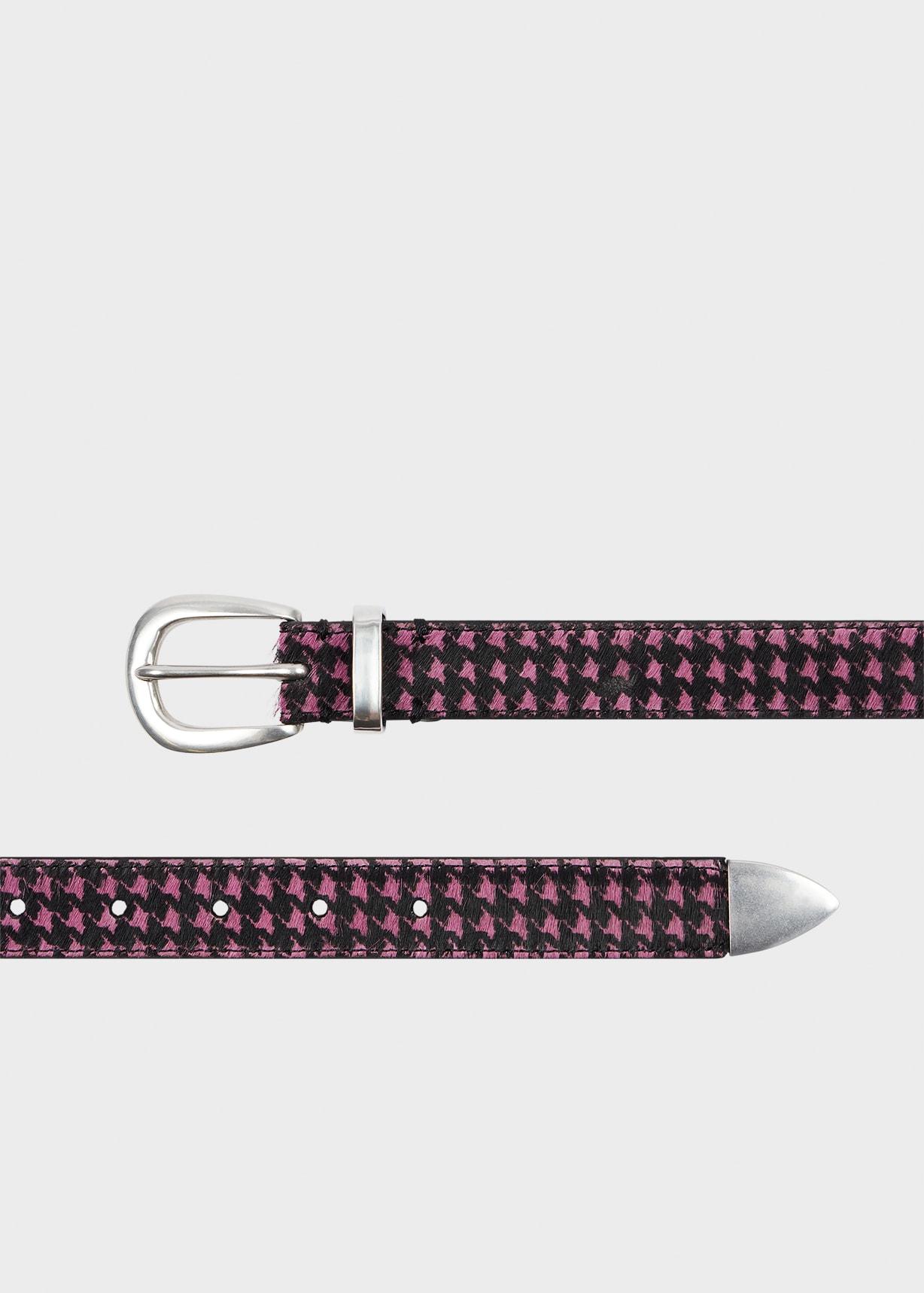 Pink Houndstooth Pony Skin Belt